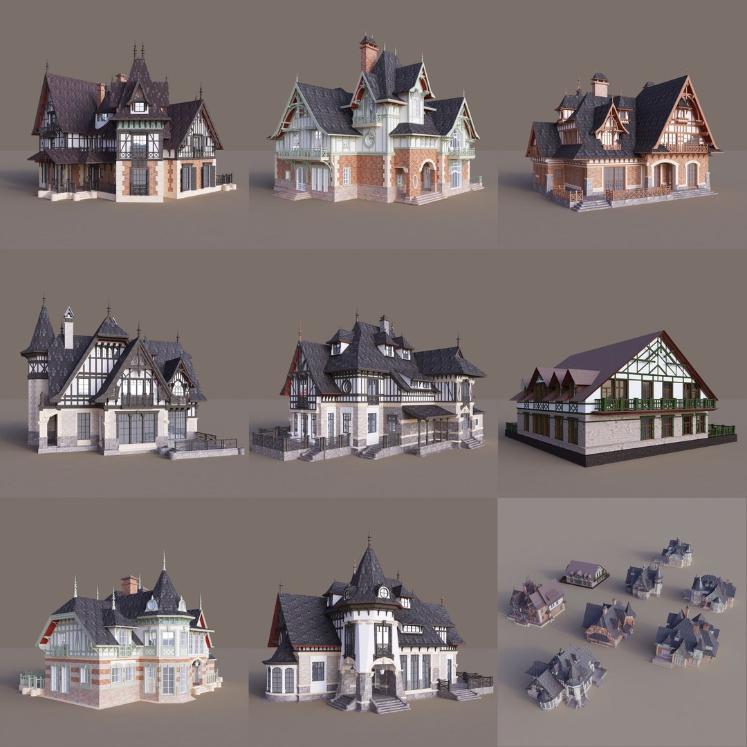 3d Half-timbered Houses