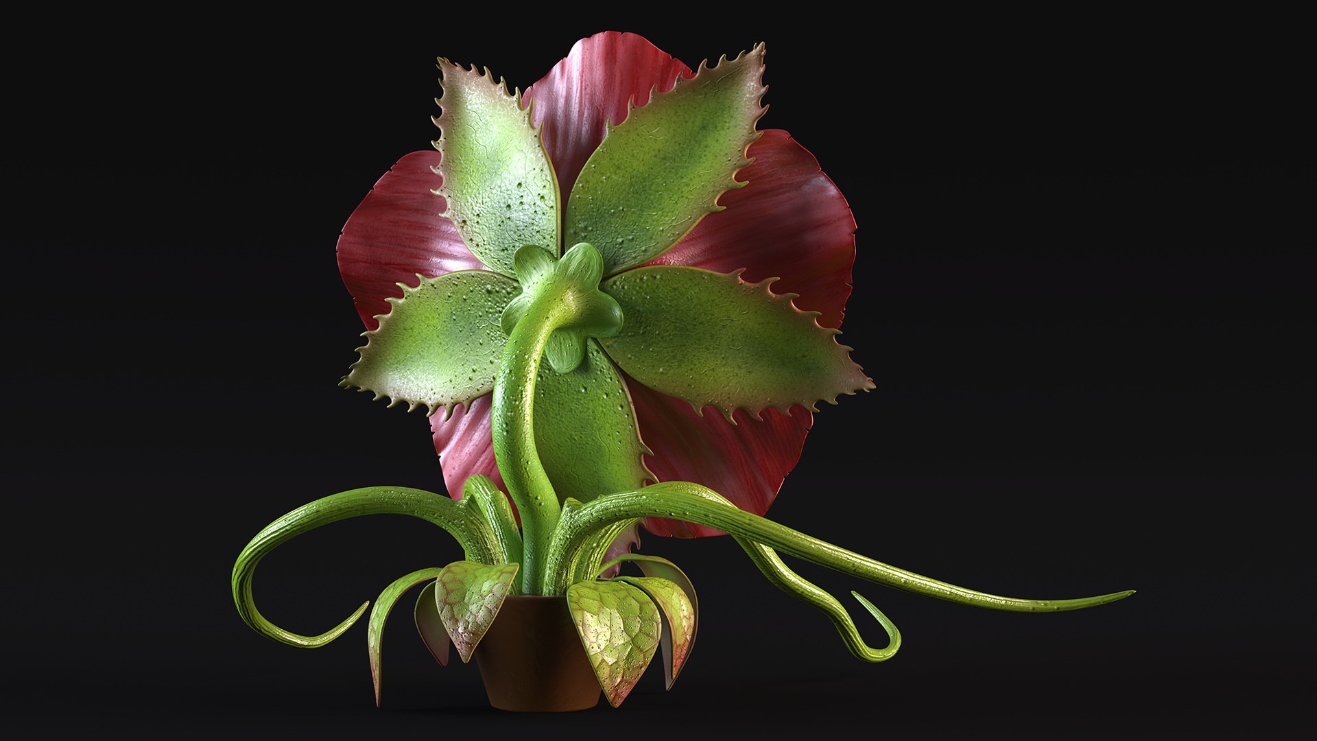 3D Model Scary Plant Monster In Pot - TurboSquid 2044939