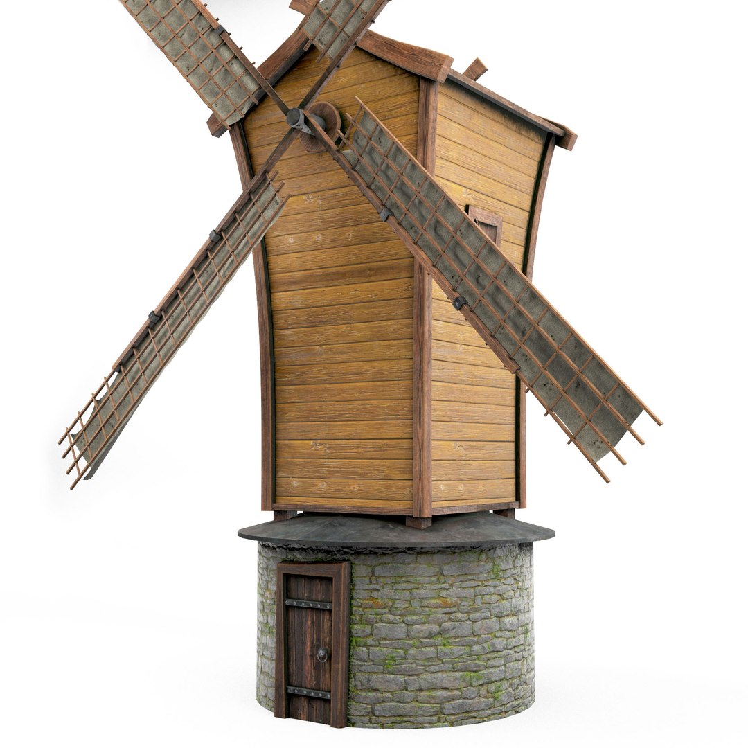 Wooden Windmill Cartoon 3D Model - TurboSquid 1640889