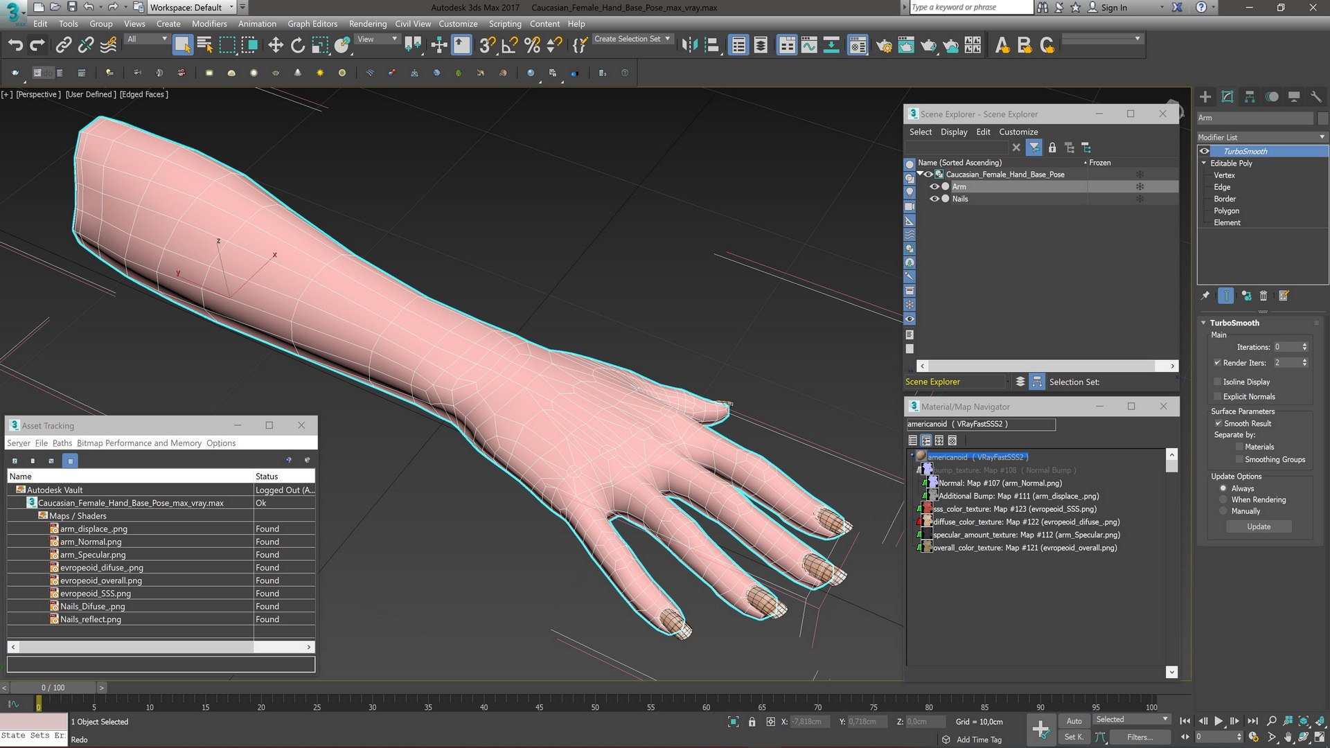 3D Caucasian Female Hand Base Pose model - TurboSquid 2169043