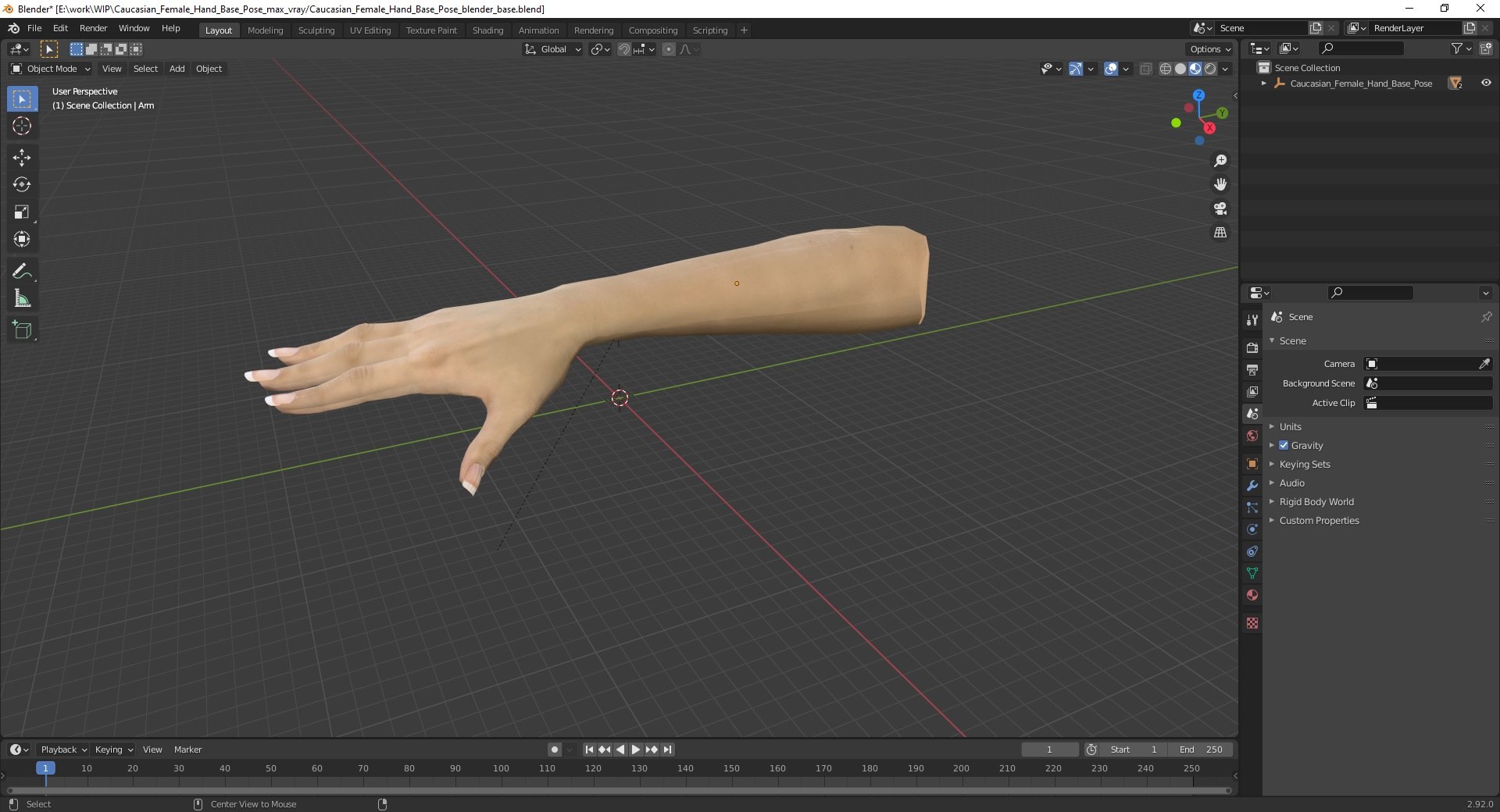 3D Caucasian Female Hand Base Pose model - TurboSquid 2169043