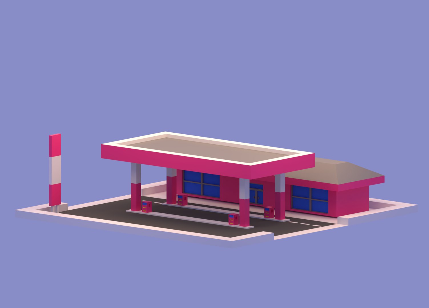 Cartoon Simple Gas Station 3D Model - TurboSquid 1592780