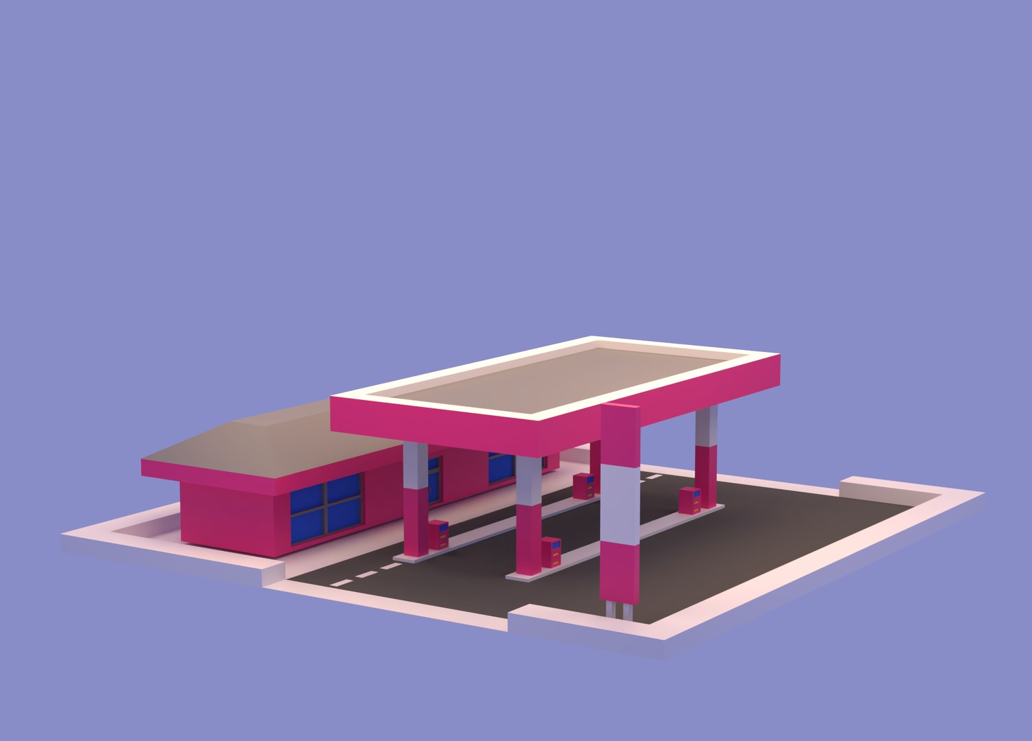 Cartoon Simple Gas Station 3D Model - TurboSquid 1592780