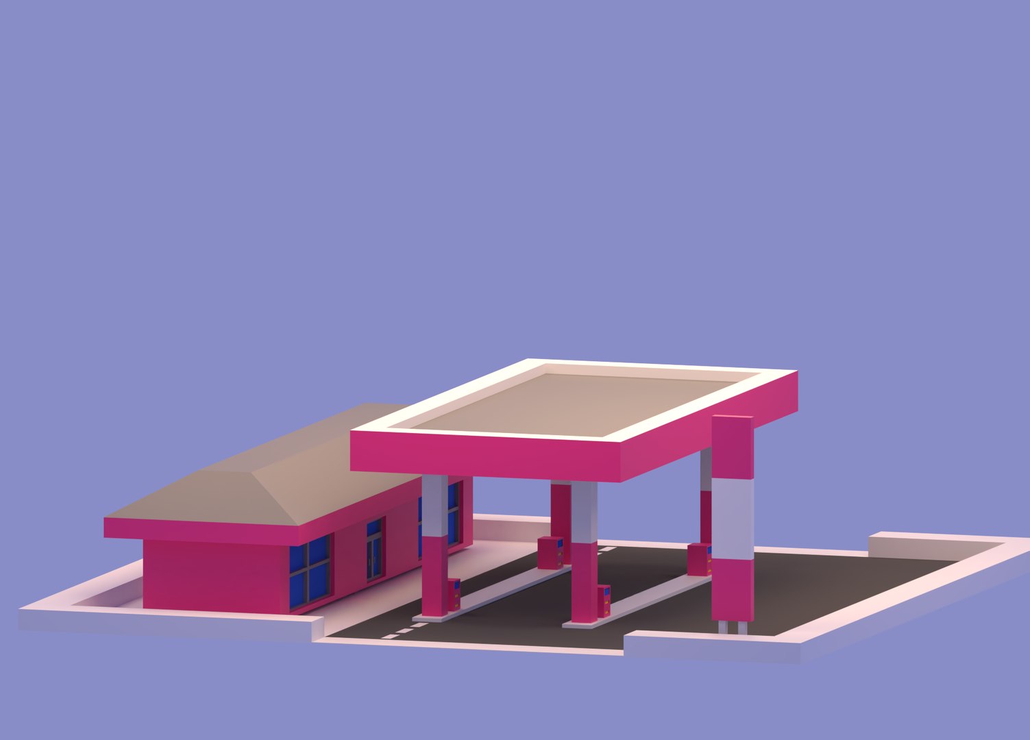 Cartoon Simple Gas Station 3D Model - TurboSquid 1592780