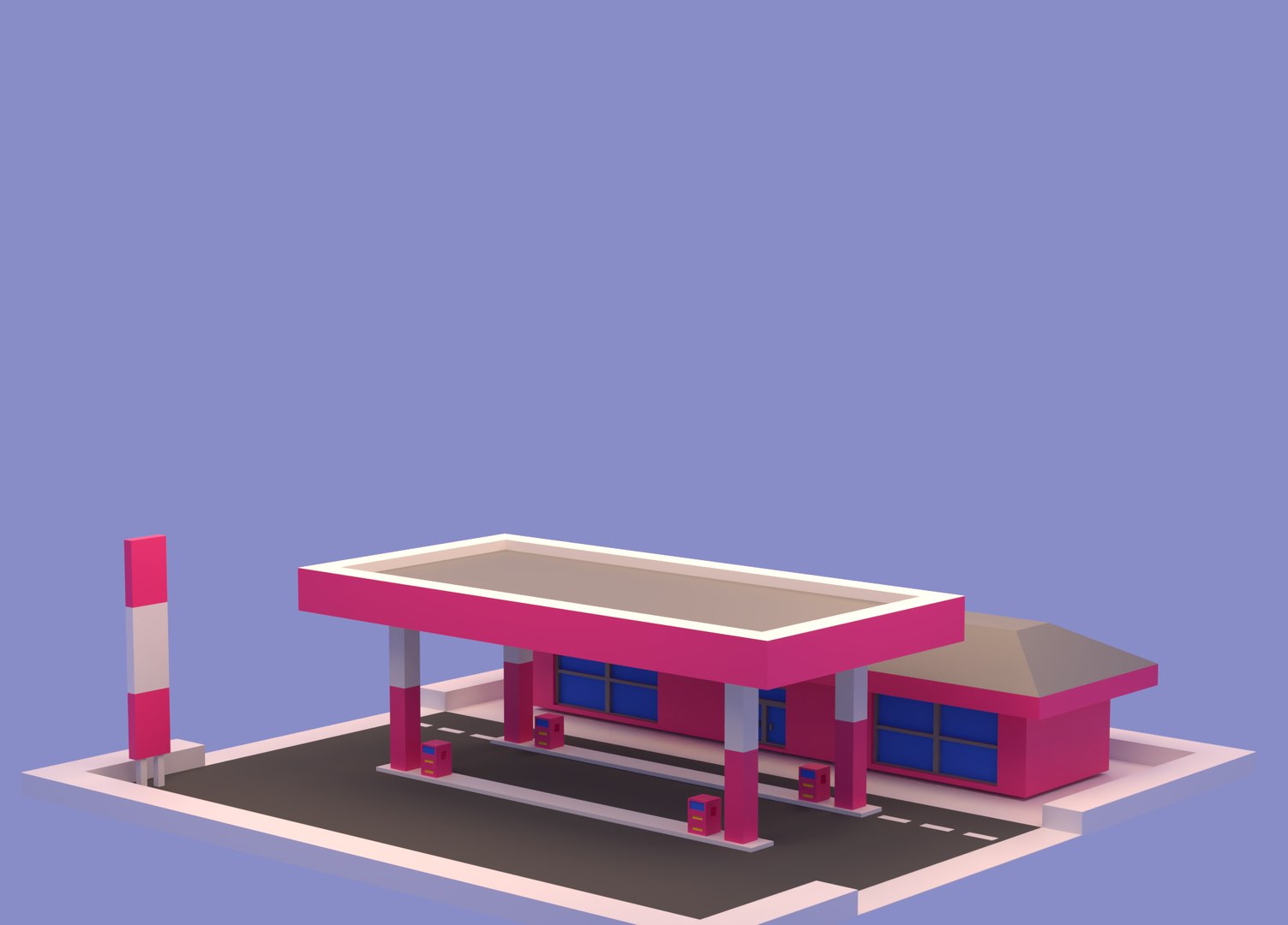 Cartoon Simple Gas Station 3D Model - TurboSquid 1592780