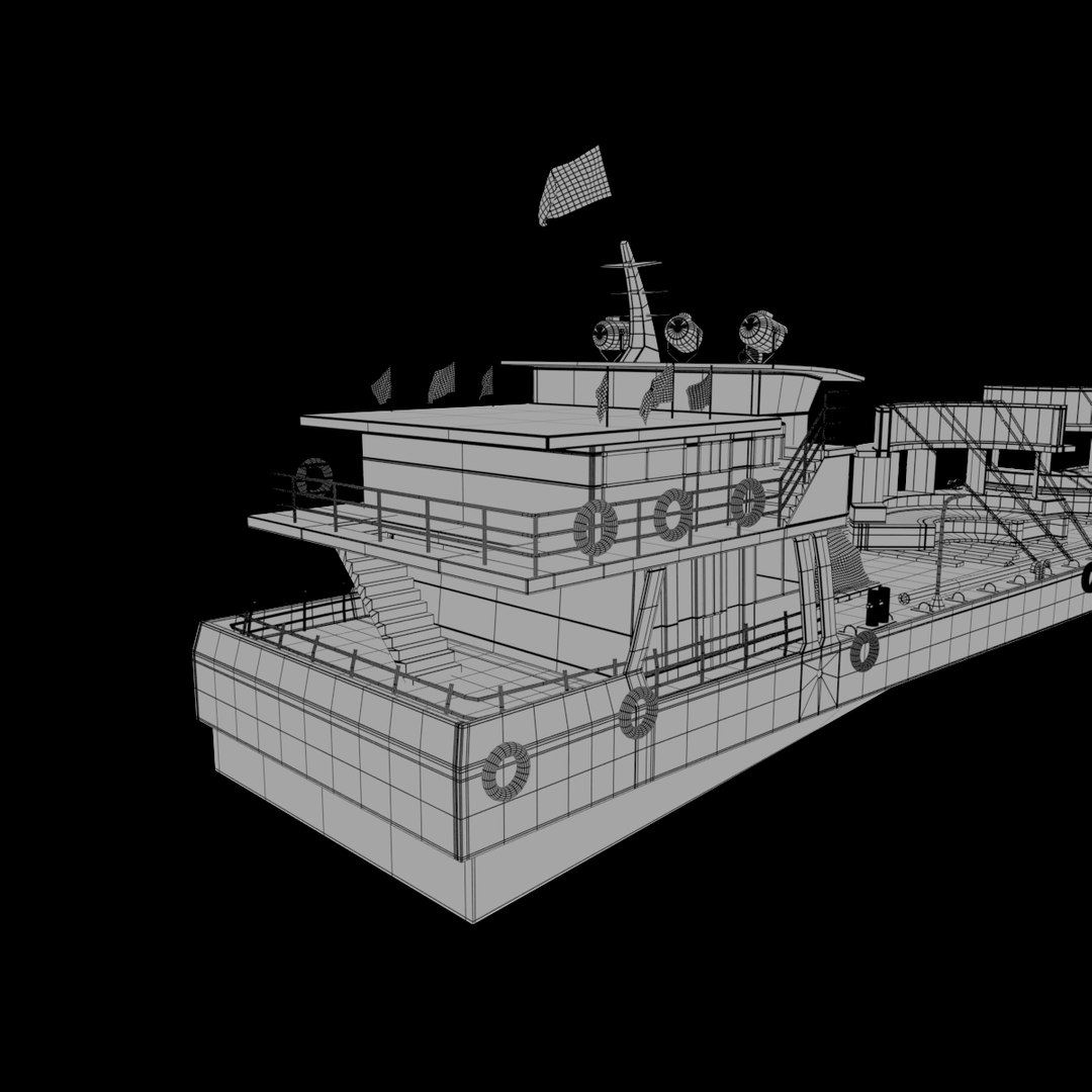 3d Inland River Transport Barge Model