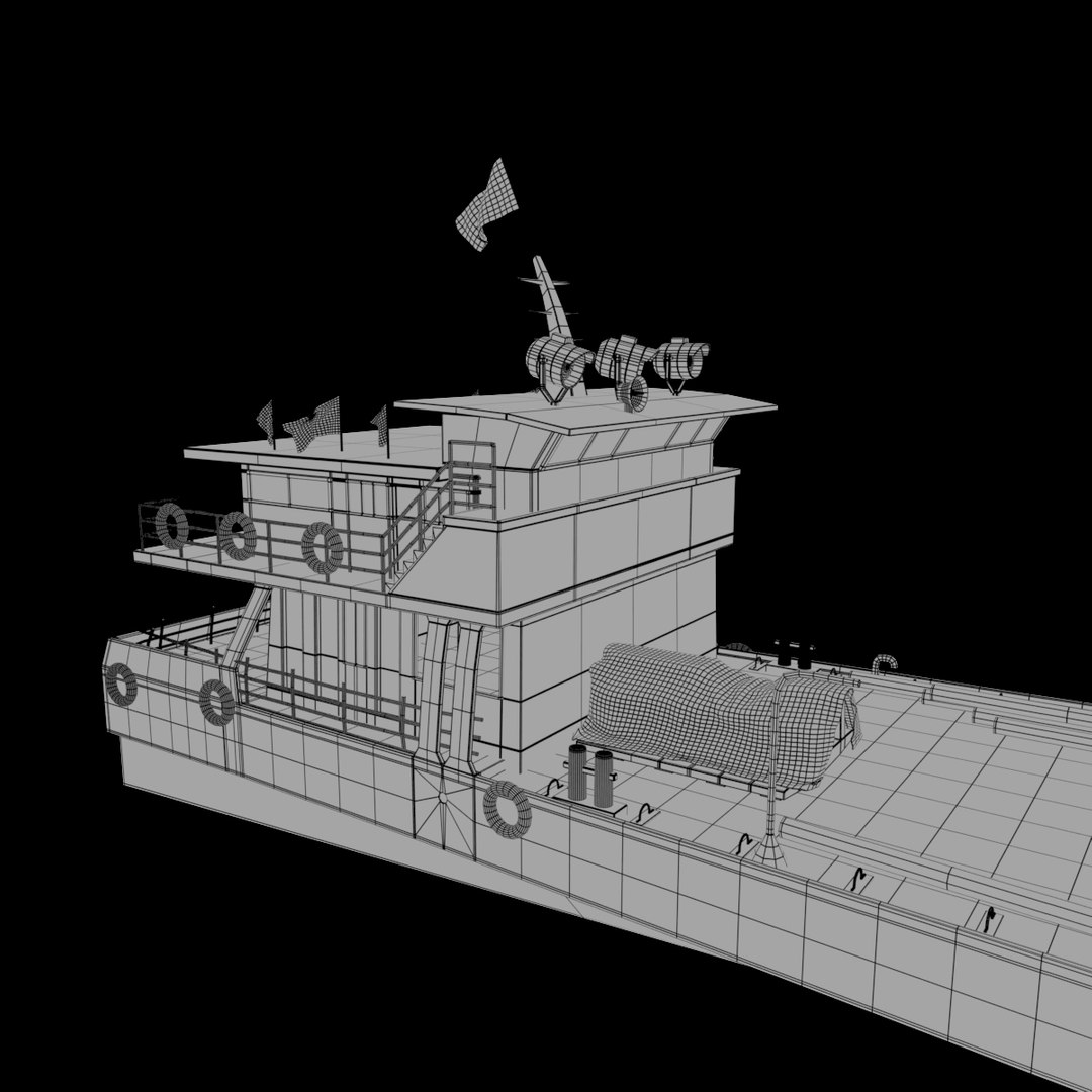 3d Inland River Transport Barge Model