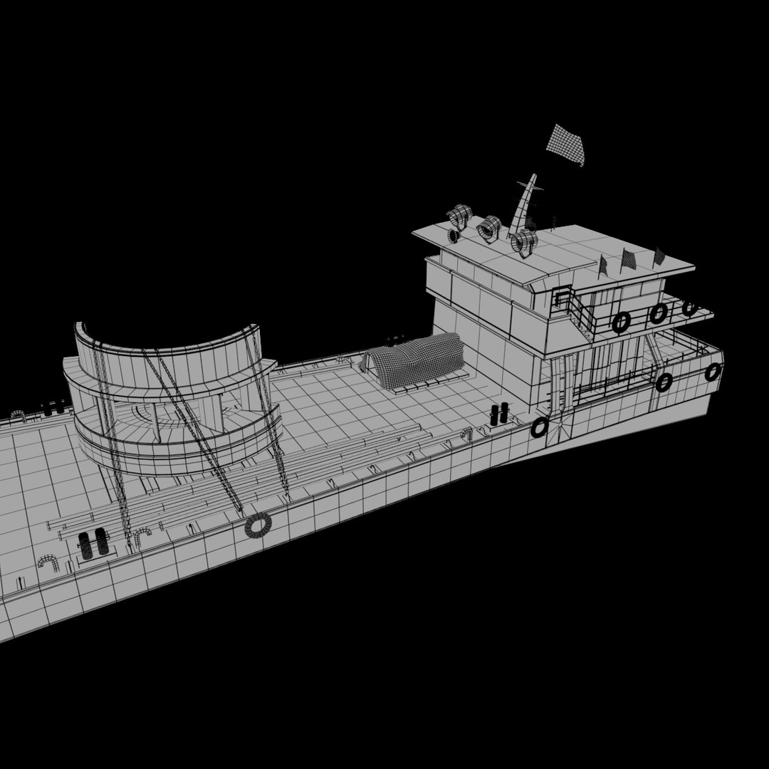 3d Inland River Transport Barge Model