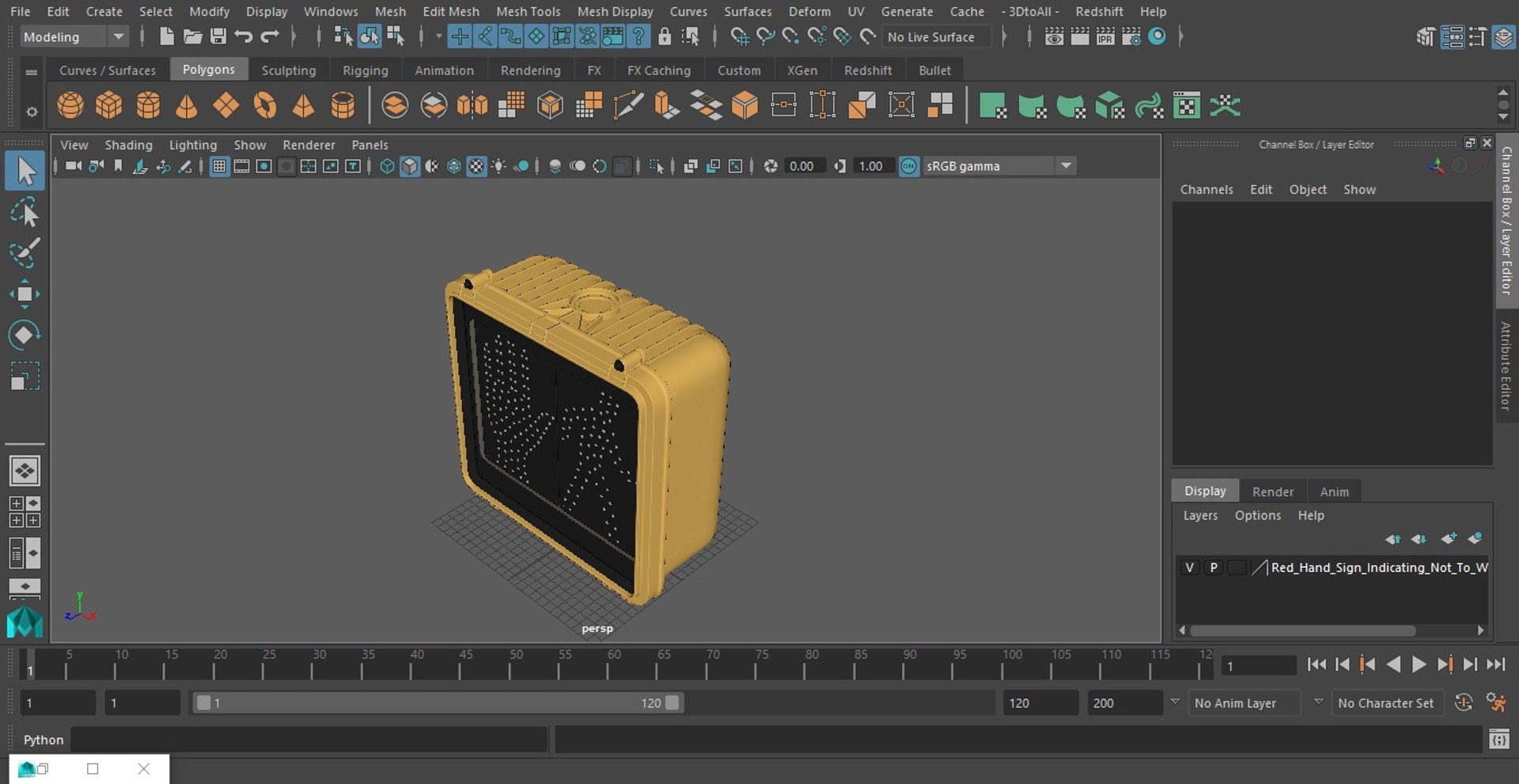 Red Hand Sign Indicating Not To Walk 3D Model - TurboSquid 2146509