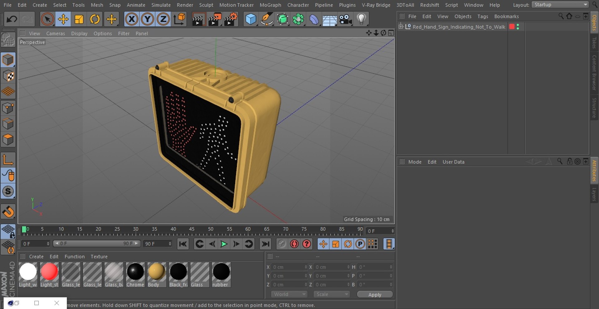 Red Hand Sign Indicating Not To Walk 3D Model - TurboSquid 2146509