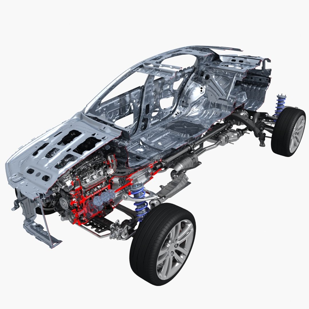 3D car frame engine cutaway - TurboSquid 1574828