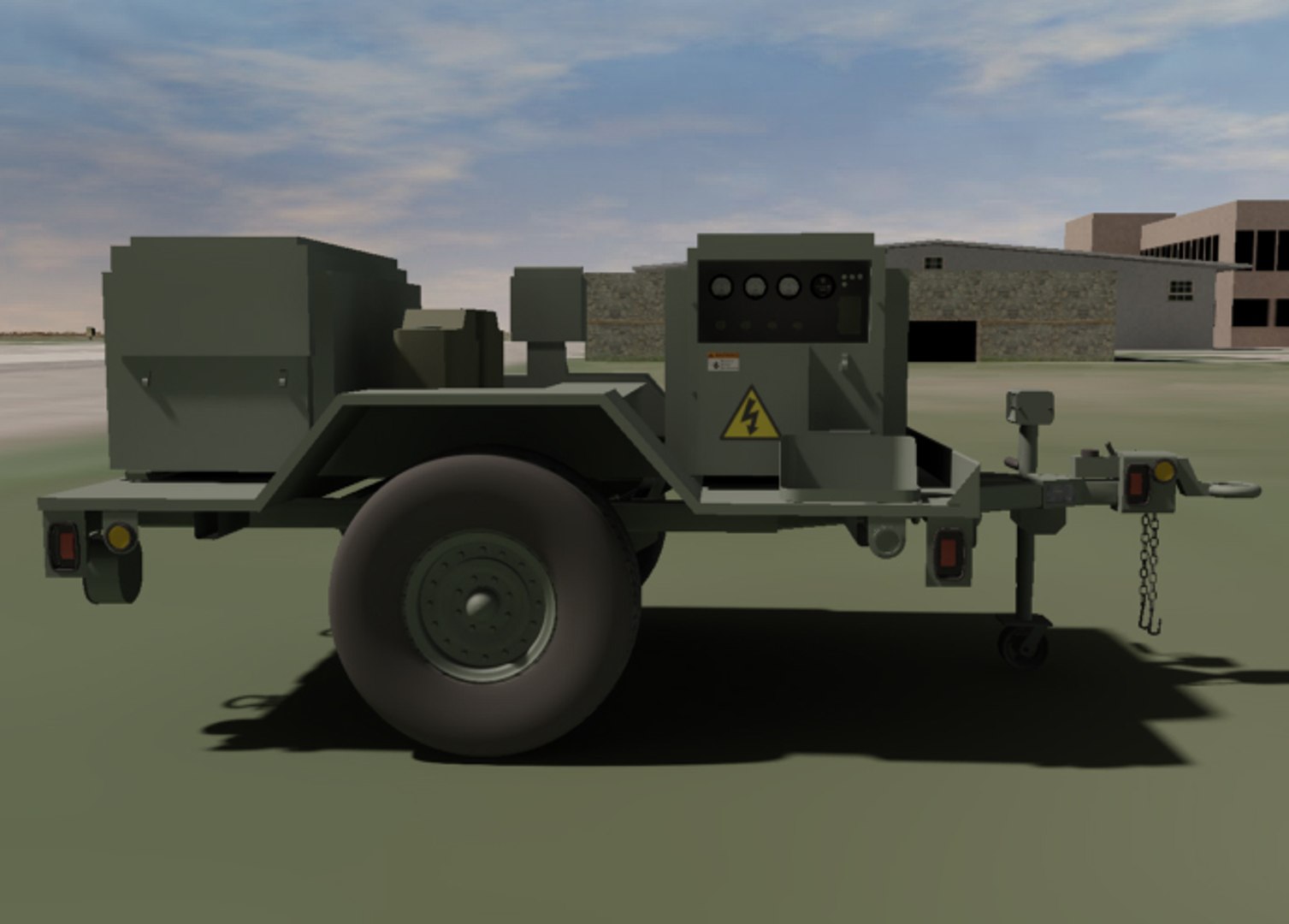 6 military trailer set 3d model