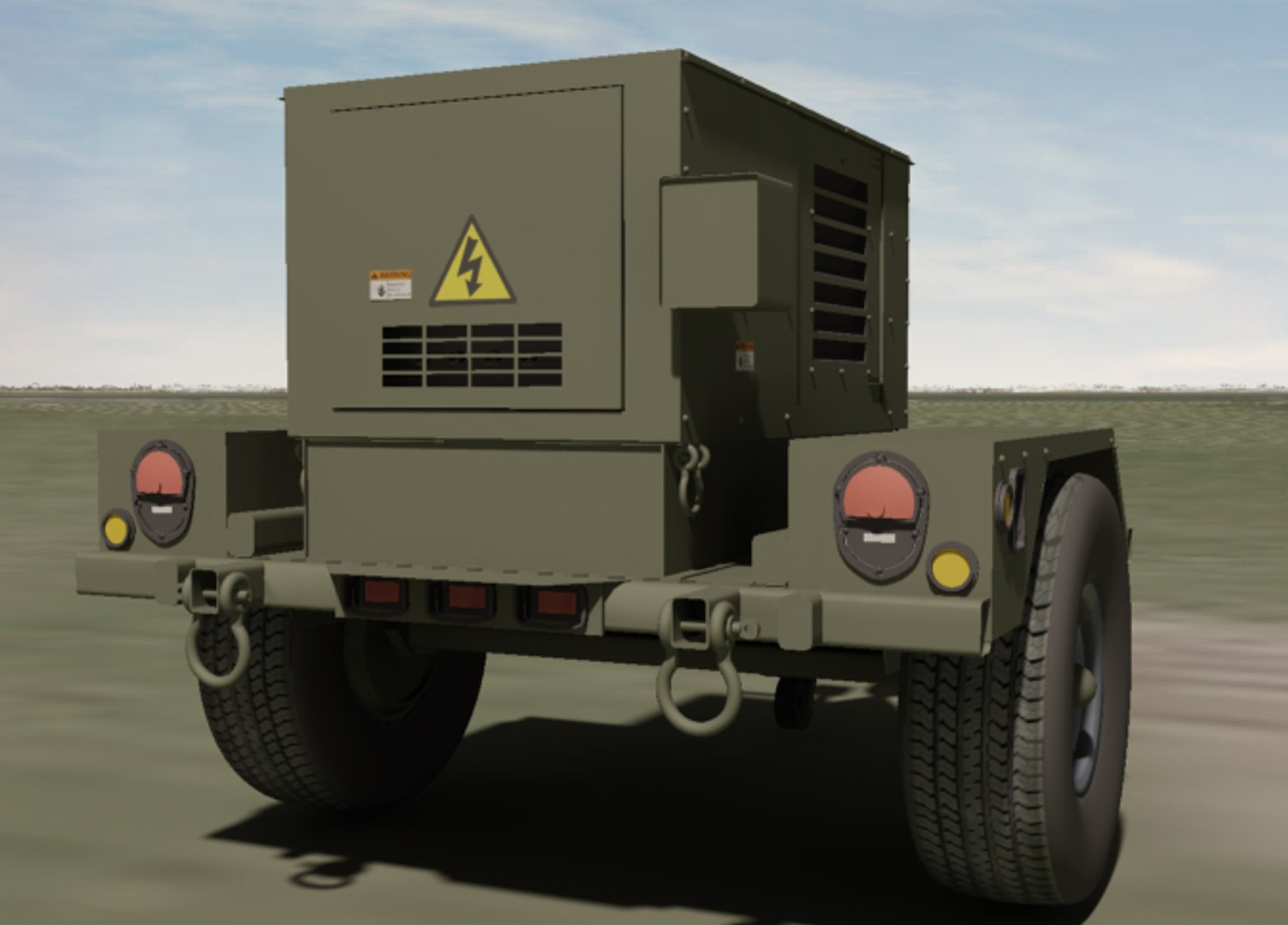 6 military trailer set 3d model