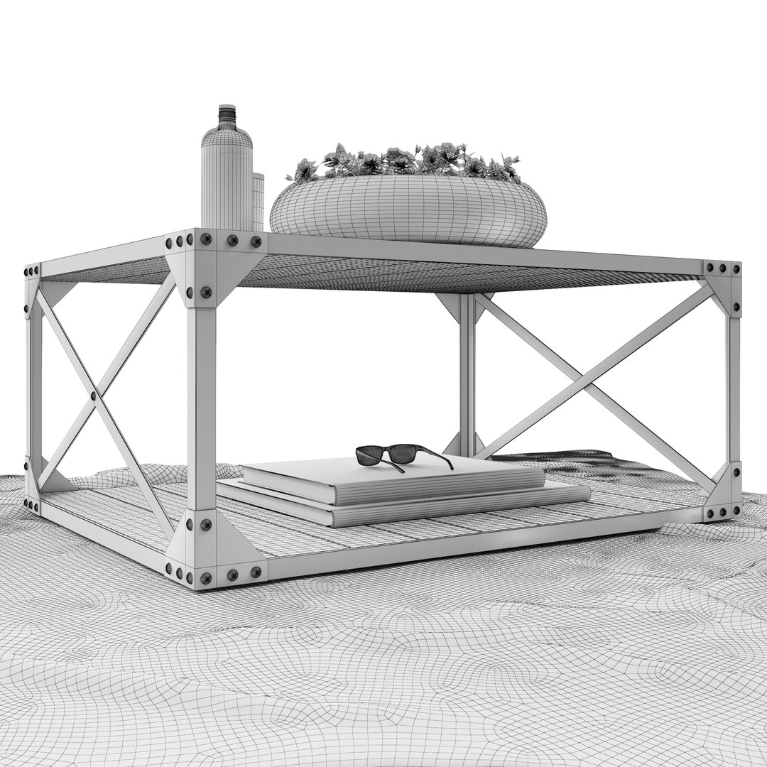 3D Industrial Coffee Table Set Model - TurboSquid 1314813