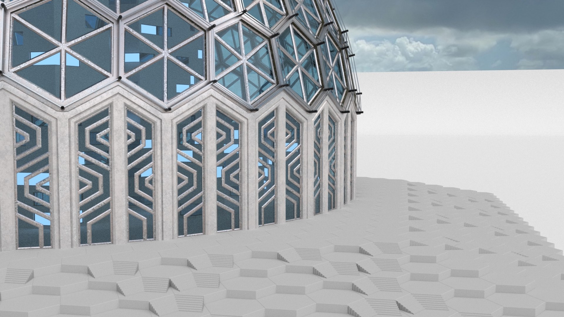 3d Model Medium Dome Hexagon Pattern