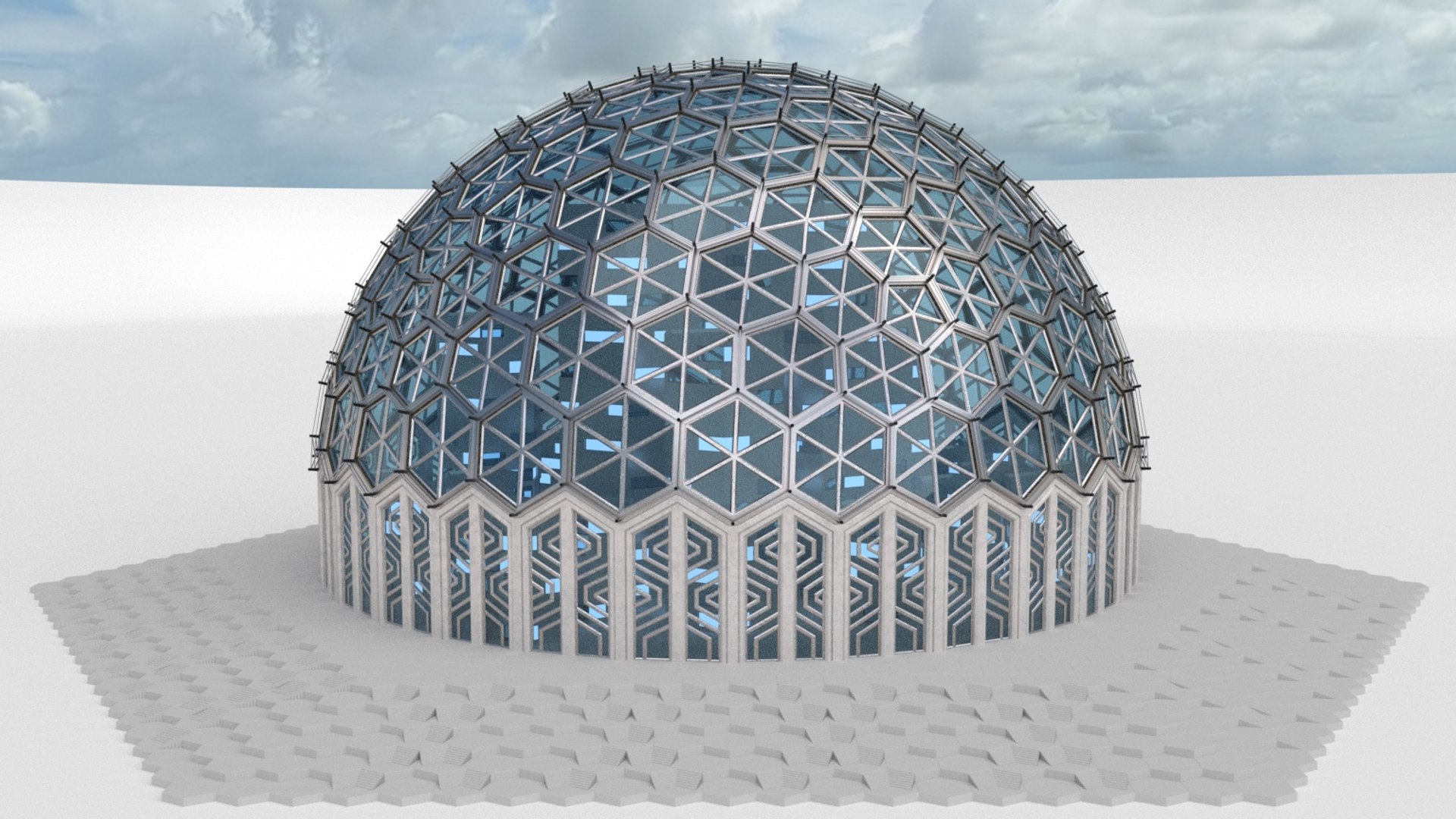3d Model Medium Dome Hexagon Pattern