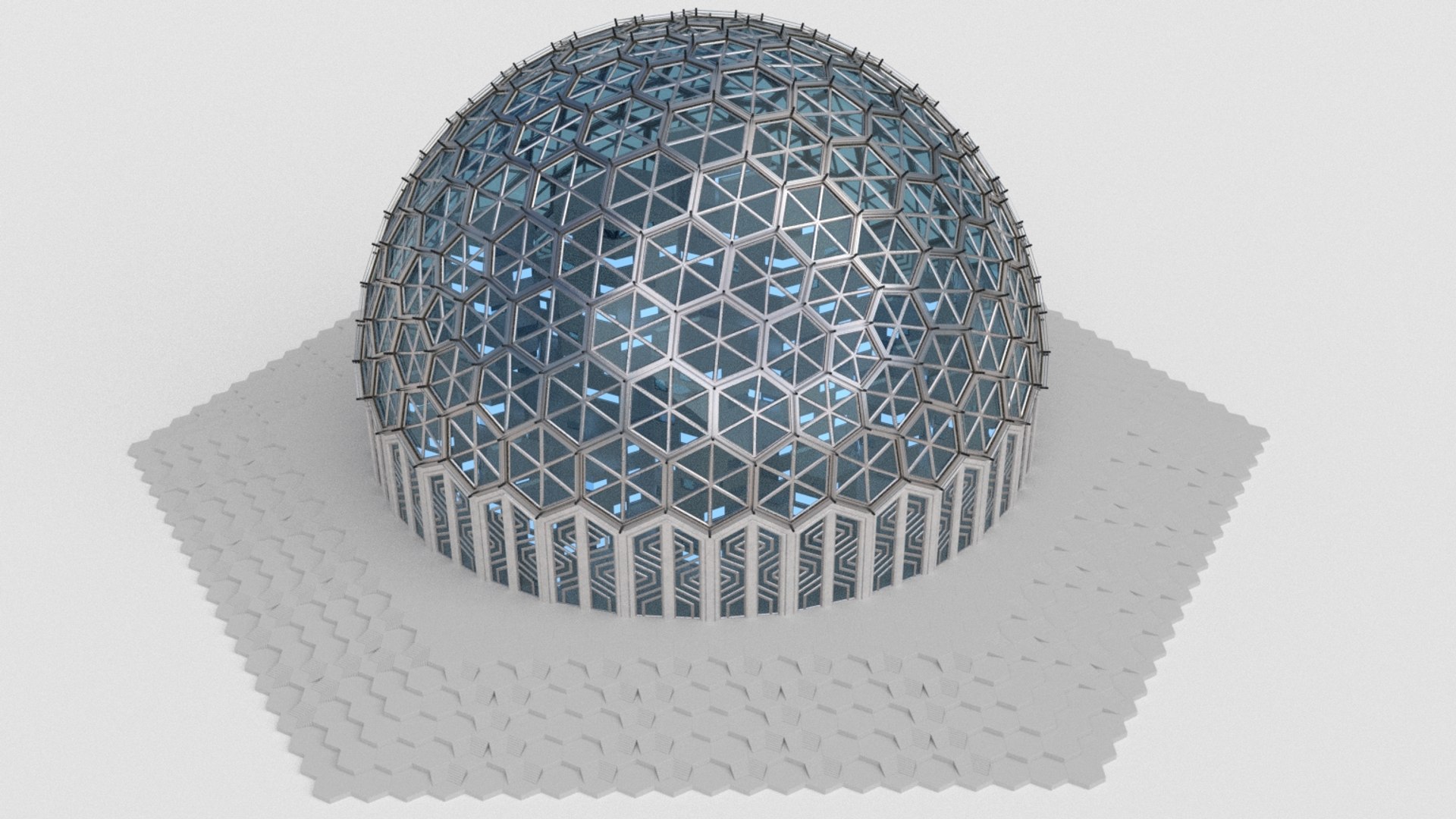 3d Model Medium Dome Hexagon Pattern