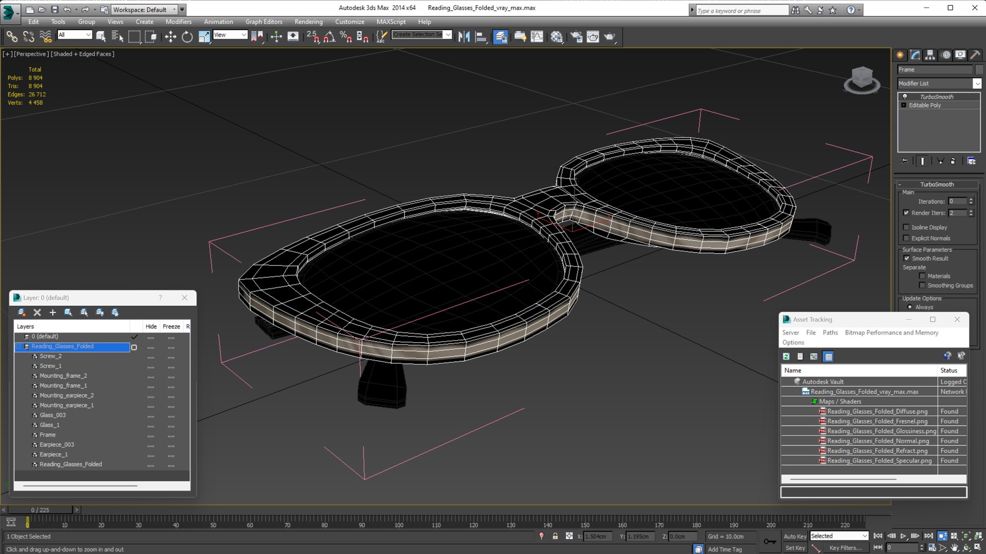 3D Reading Glasses Folded Model - TurboSquid 2263656