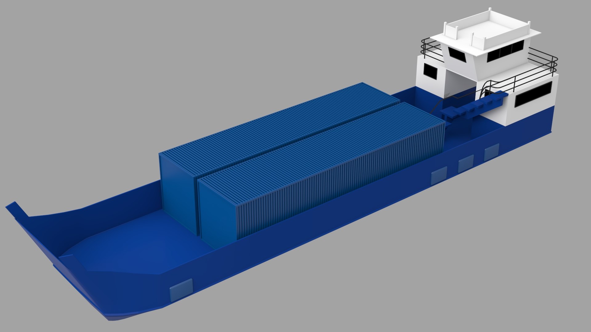 Landing Barge With Container 3D Model - TurboSquid 2384384