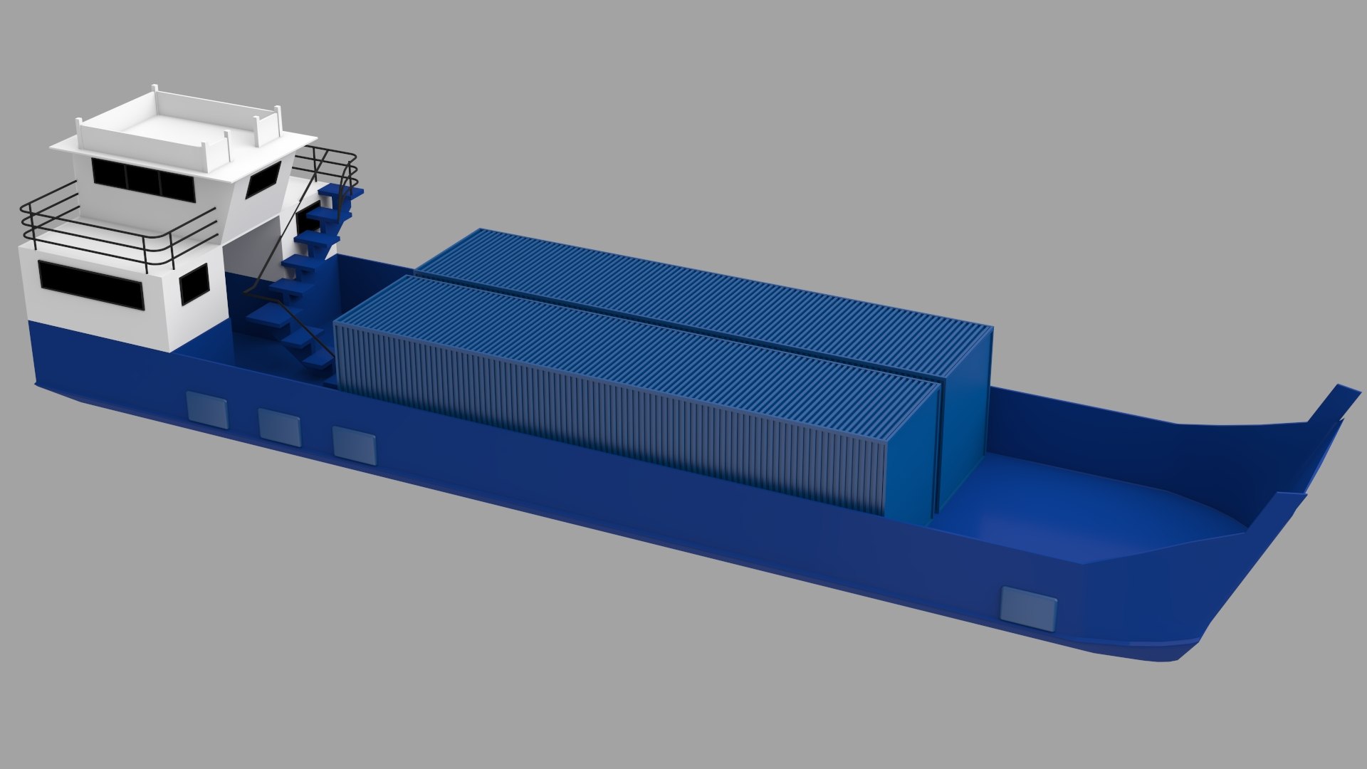 Landing Barge With Container 3D Model - TurboSquid 2384384