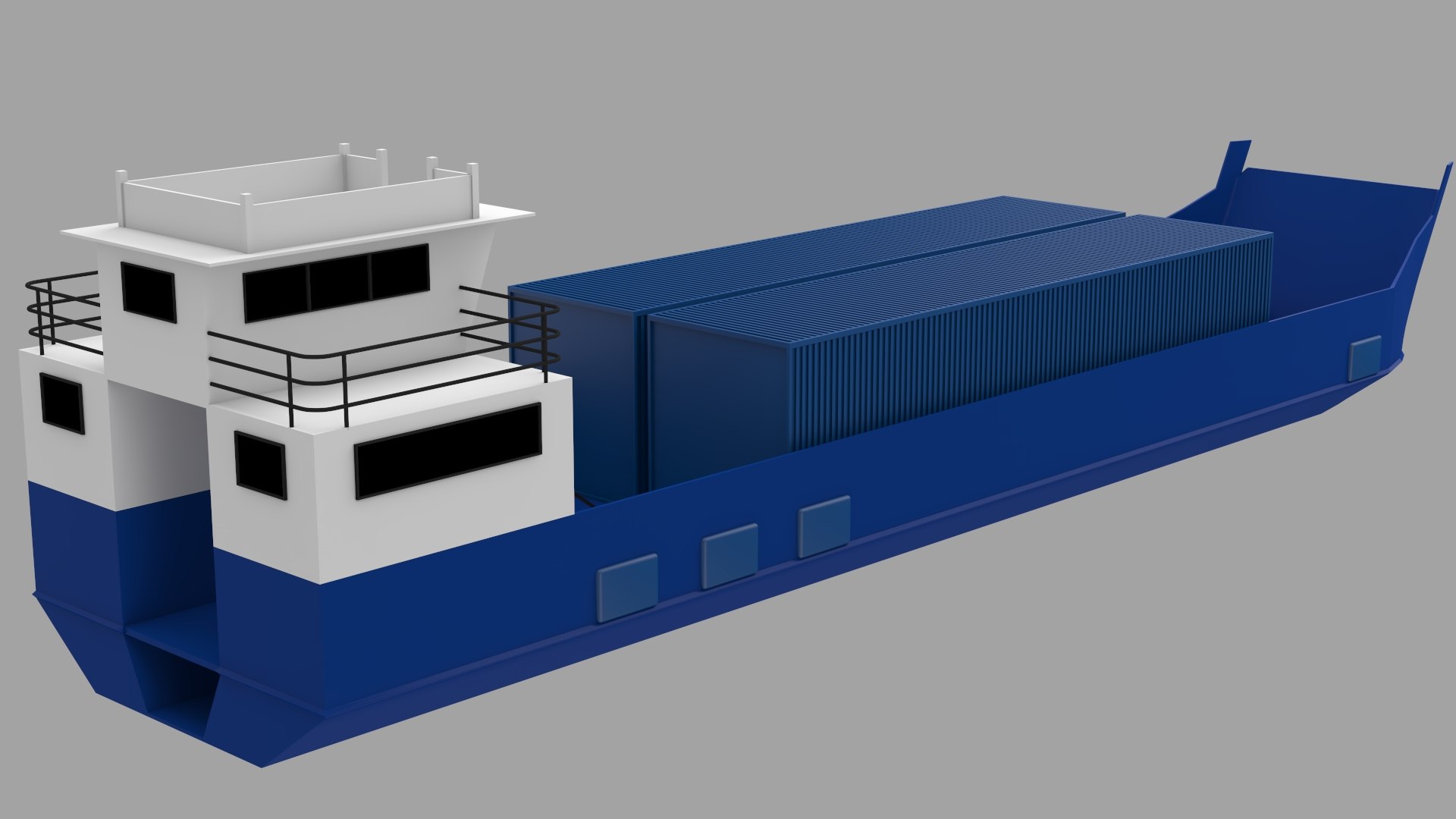 Landing Barge With Container 3D Model - TurboSquid 2384384