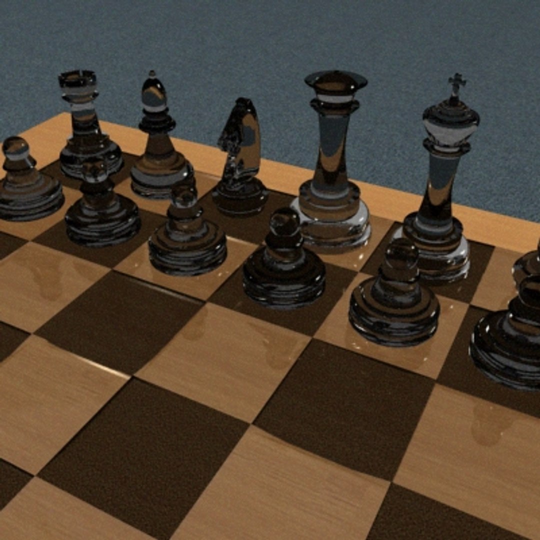 3d Model Of Chess Set Glass Complete