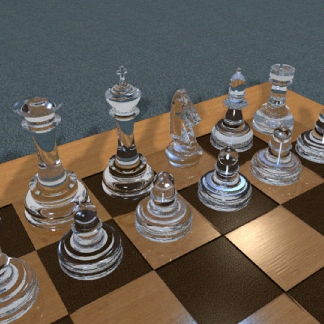 3d Model Of Chess Set Glass Complete