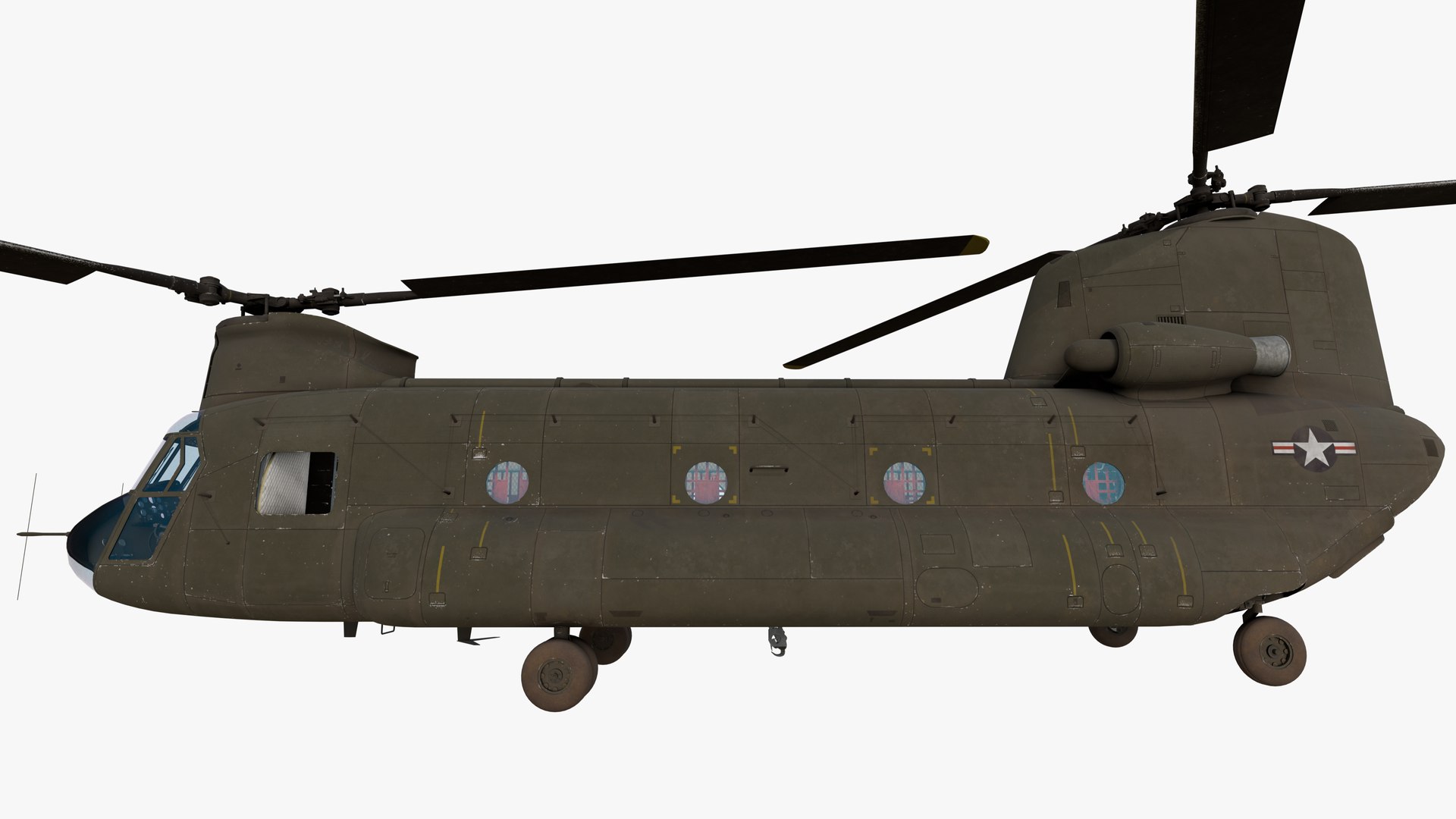 CH-47A Chinook US Army Heavy Transport Helicopter Game Ready PBR Model ...