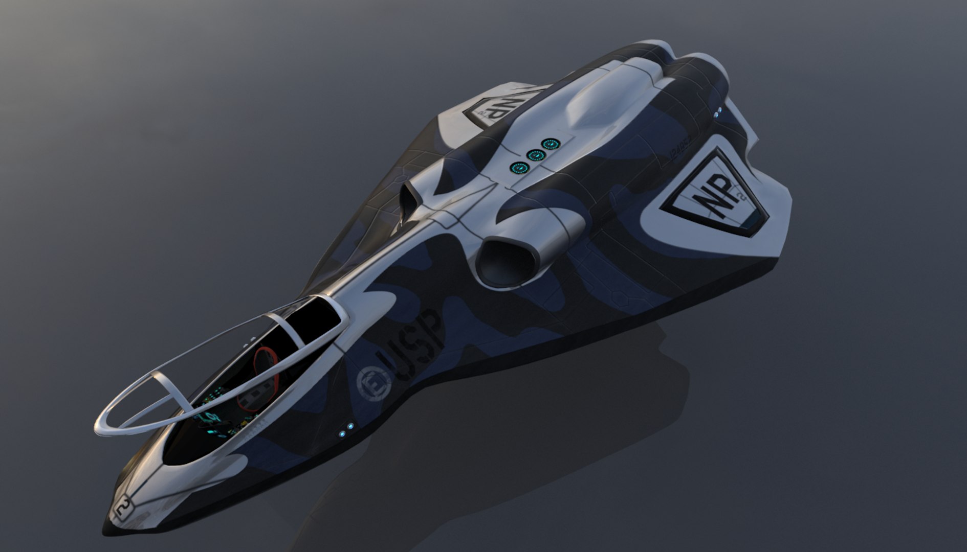 concept spacecraft interceptor 3d model