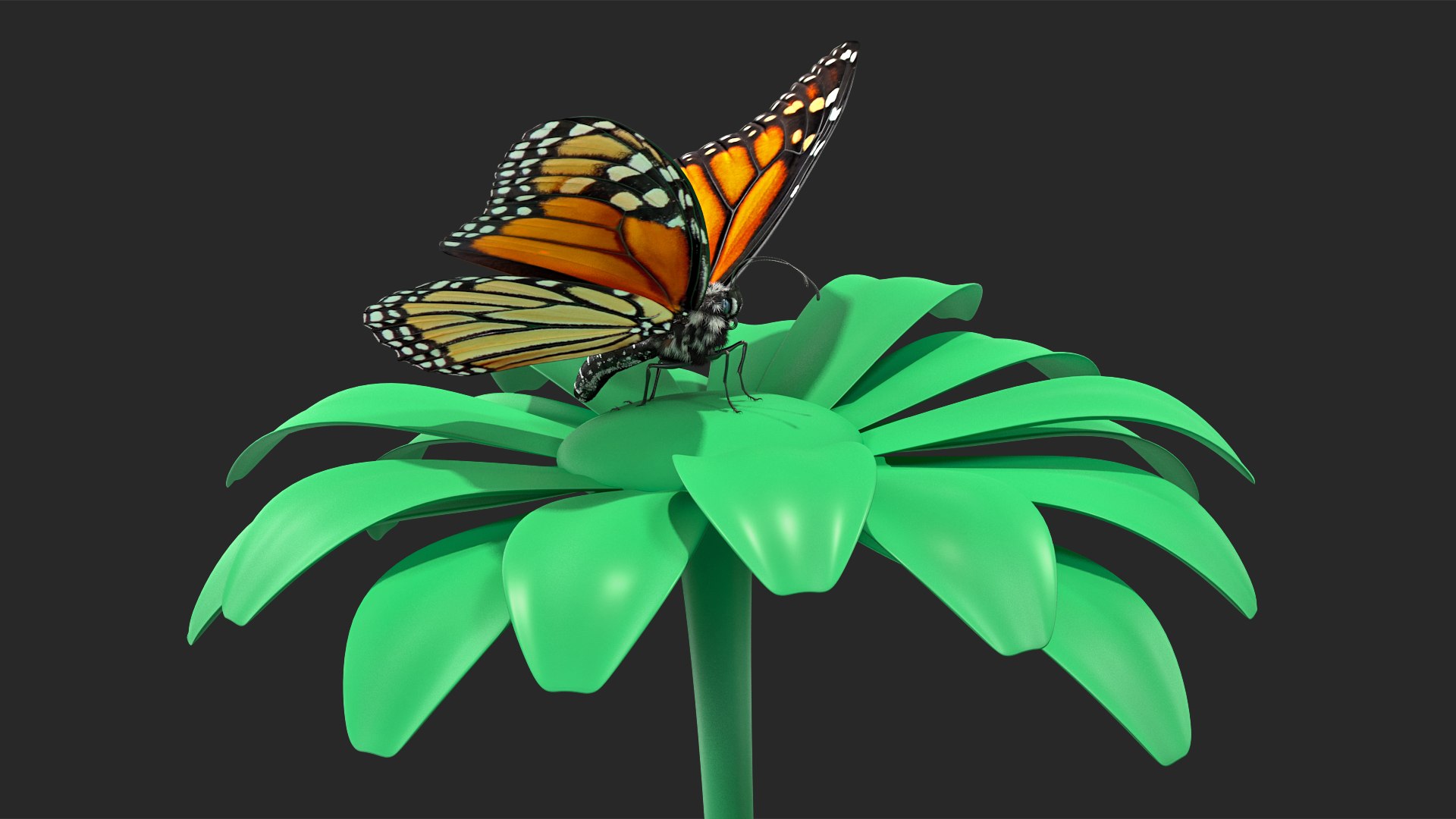 3D monarch butterfly sits swinging - TurboSquid 1469116