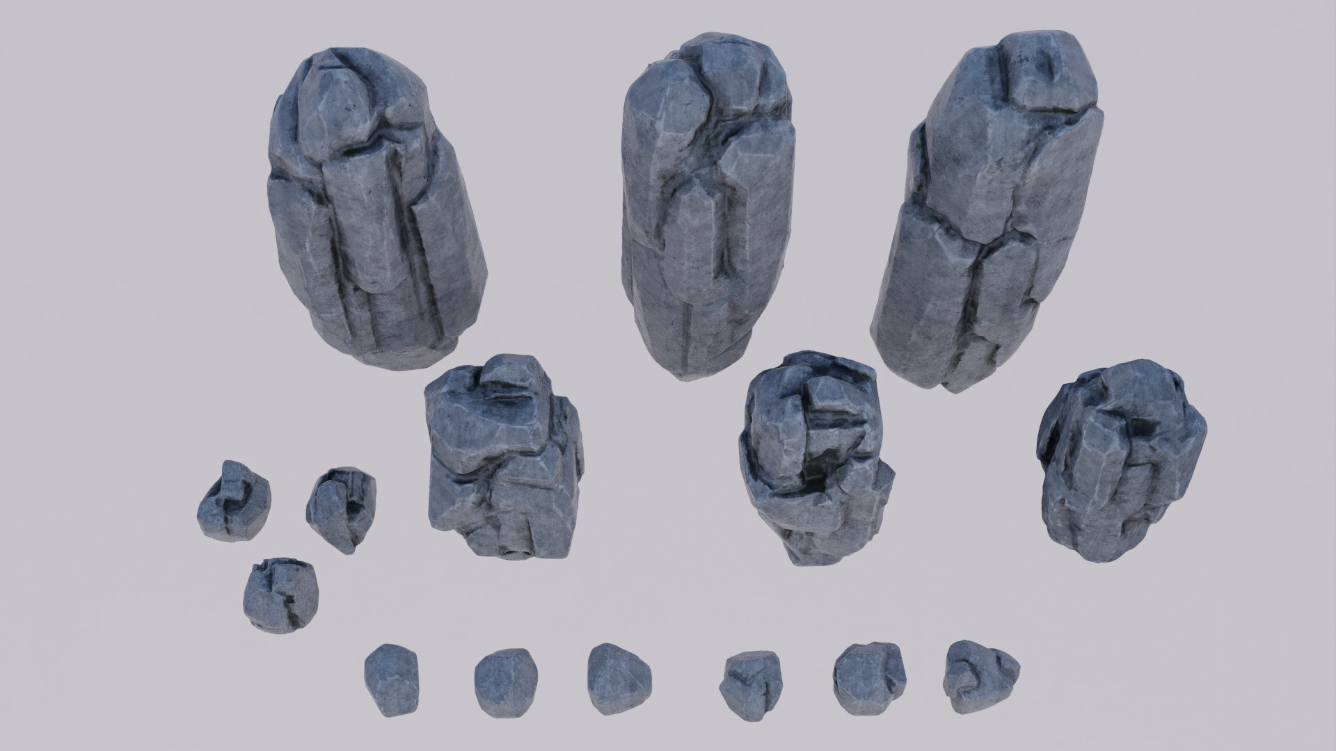 Collection of low poly rock stones model - TurboSquid 2163973
