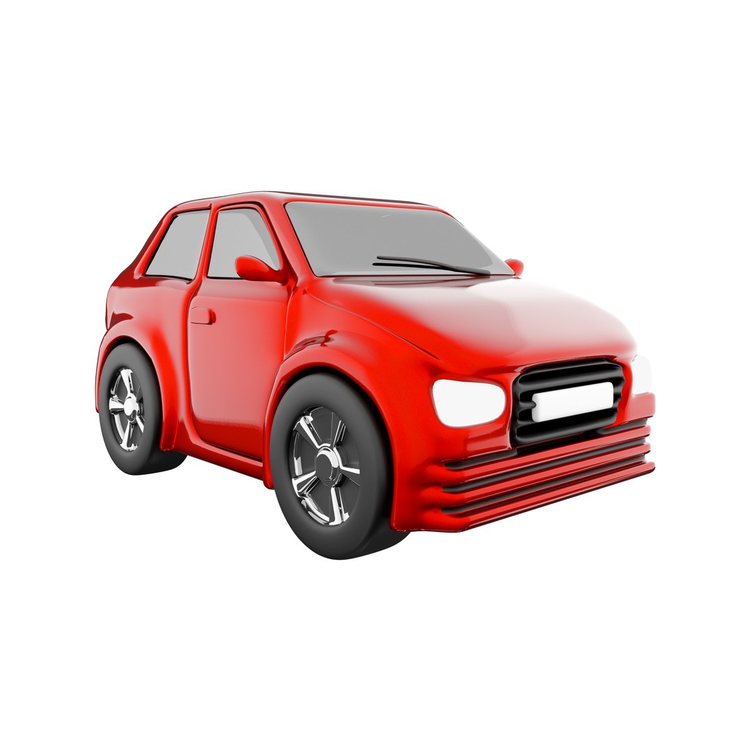 3d Of A Brandless Generic Eco Red Car Icon Model - TurboSquid 2063072