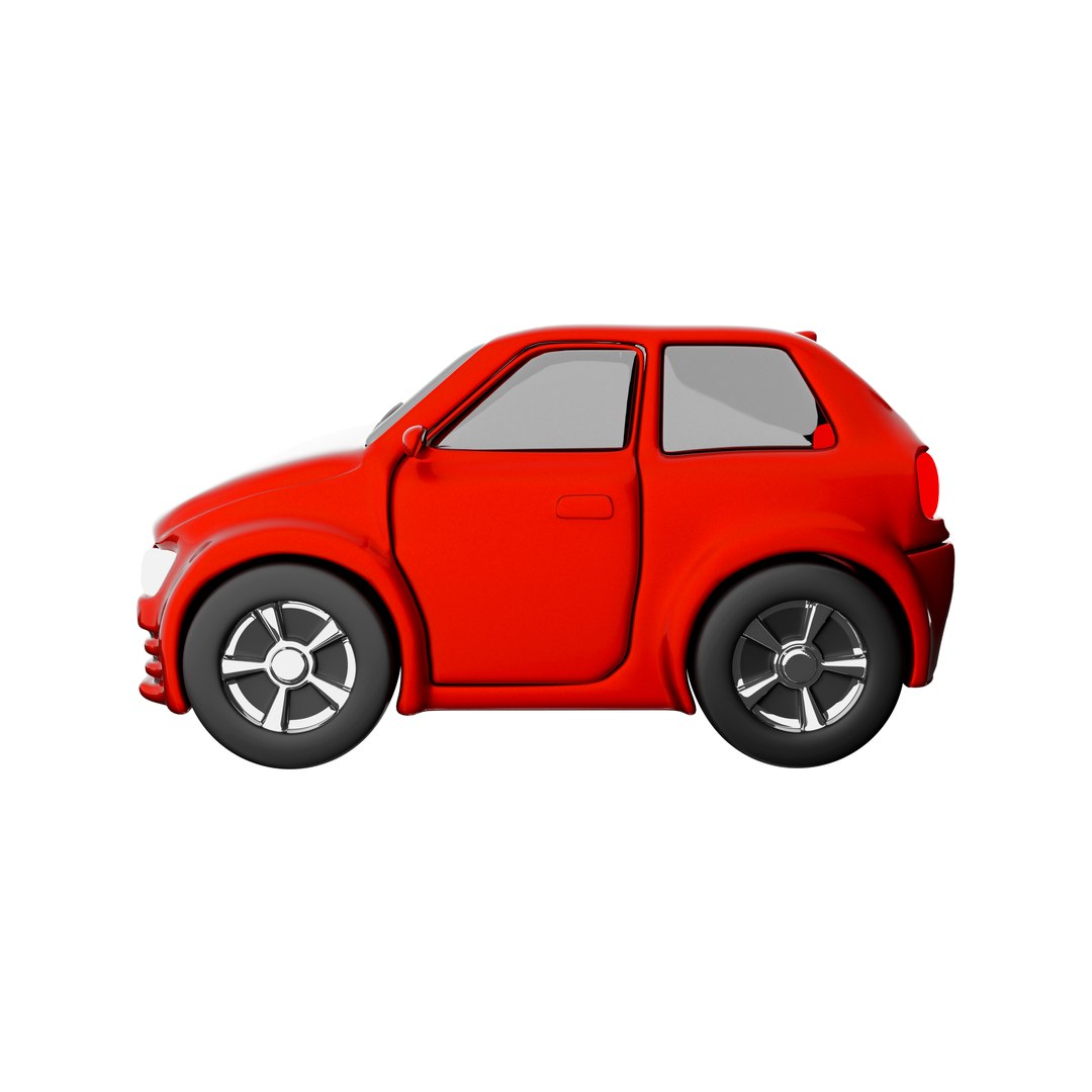 3d Of A Brandless Generic Eco Red Car Icon Model - TurboSquid 2063072