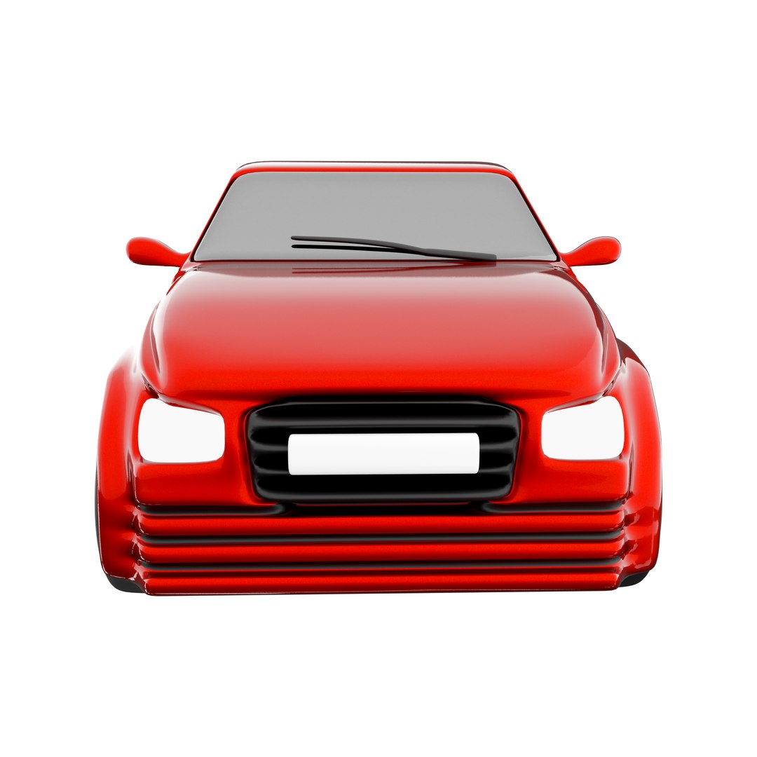3d Of A Brandless Generic Eco Red Car Icon Model - TurboSquid 2063072