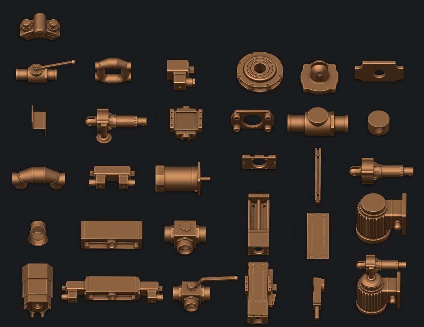 Sub-D Industrial Mechanical Parts Kitbash Pack 3D Model - TurboSquid ...