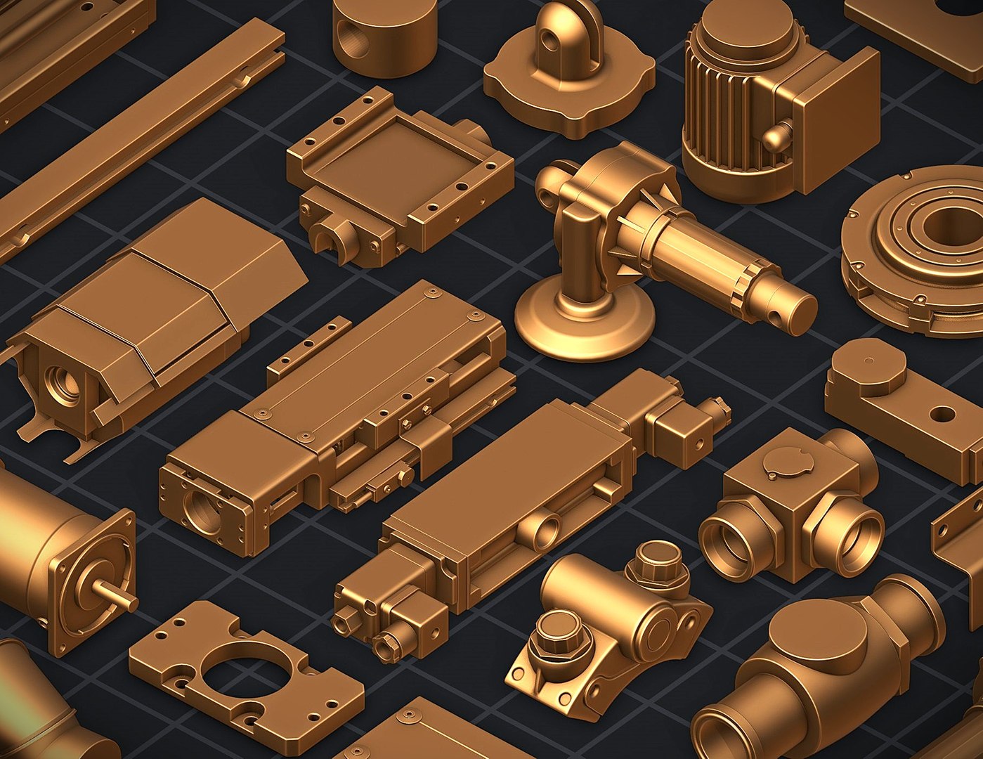 Sub-D Industrial Mechanical Parts Kitbash Pack 3D Model - TurboSquid ...