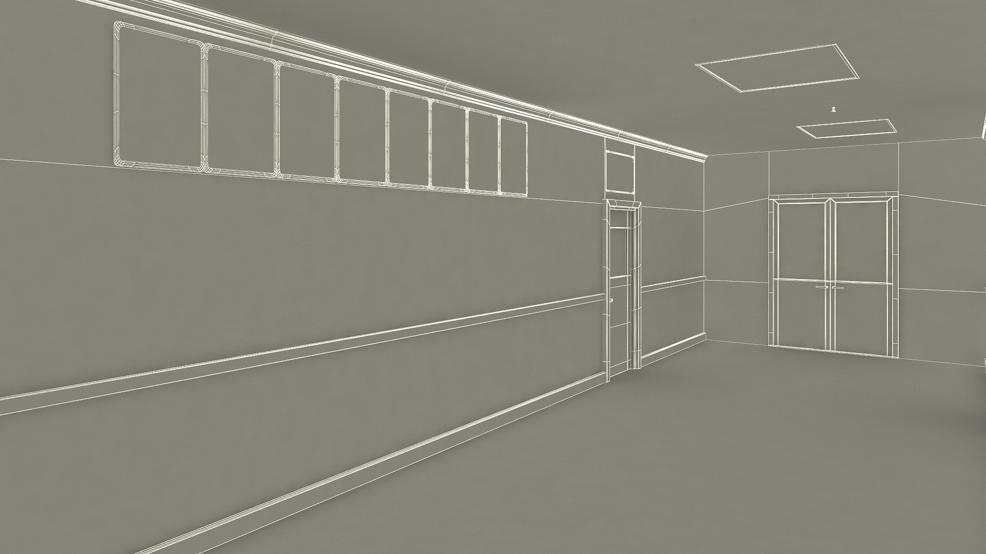 School Straight Hallway 3D Model - TurboSquid 2349716