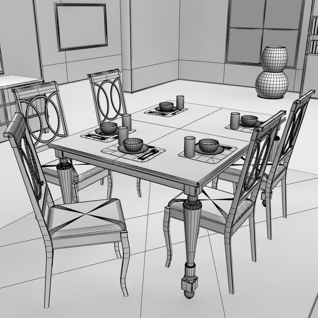 3d Model Dinner Table Set