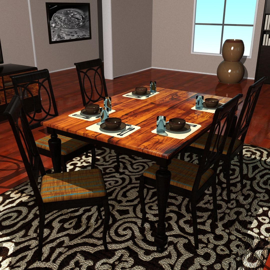 3d Model Dinner Table Set