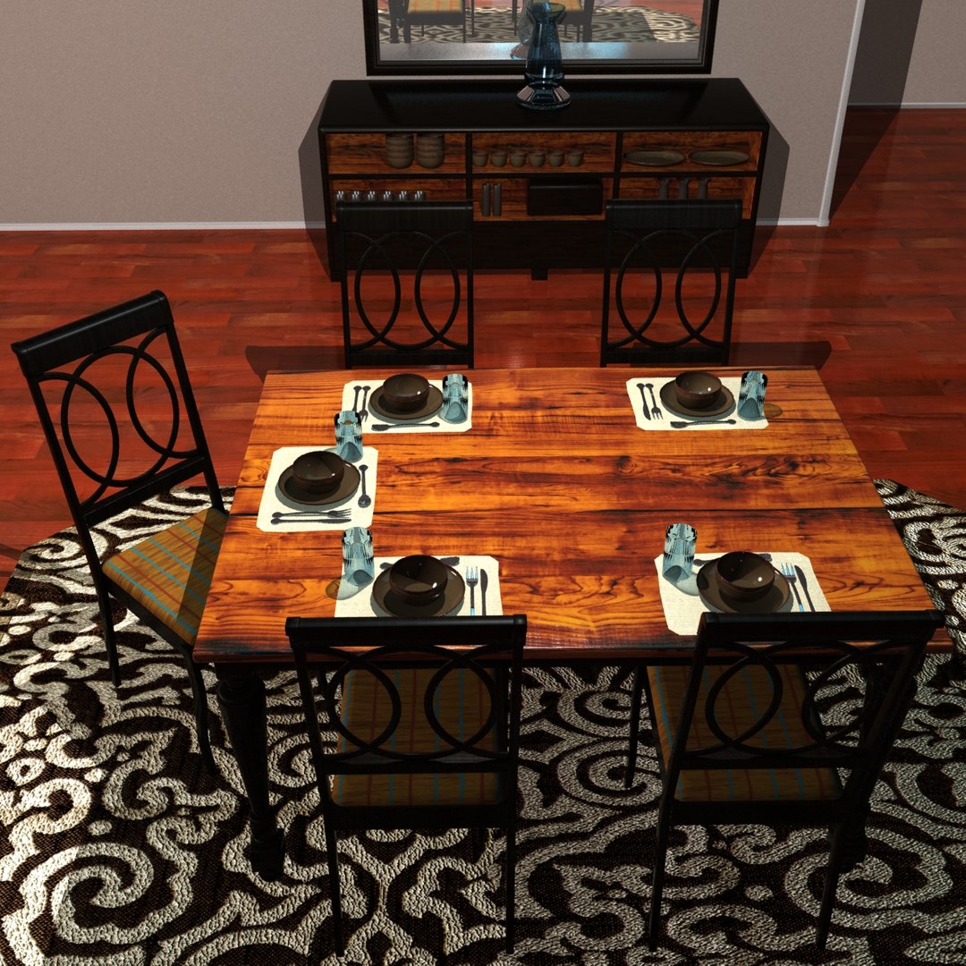 3d Model Dinner Table Set