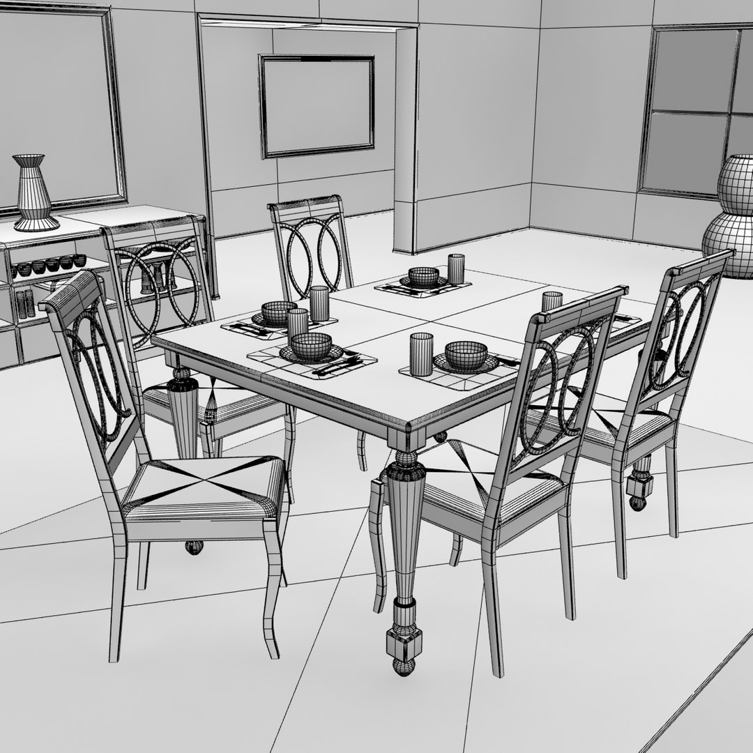 3d Model Dinner Table Set