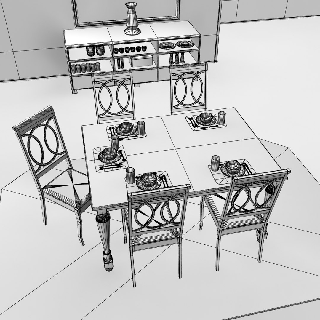 3d Model Dinner Table Set