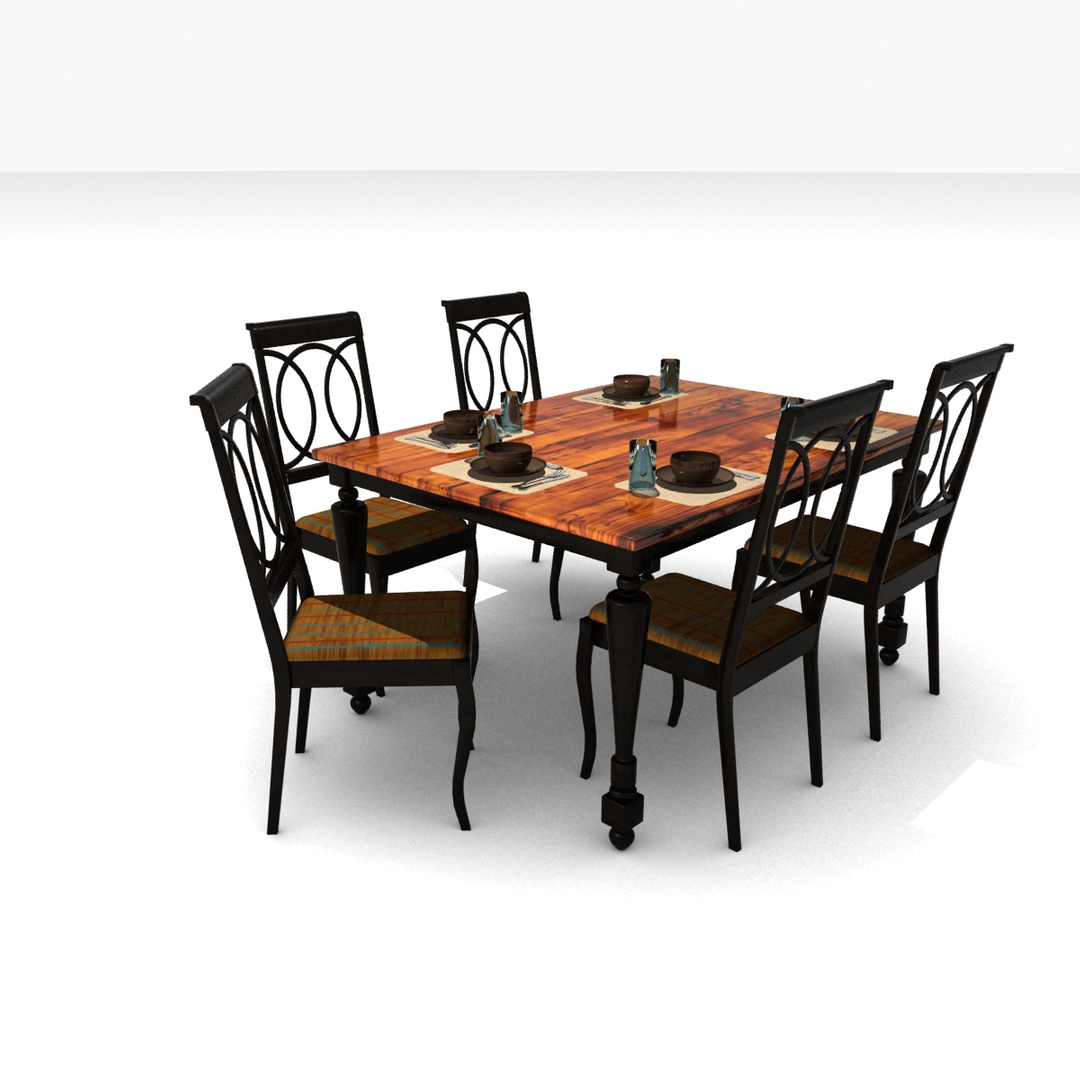 3d Model Dinner Table Set