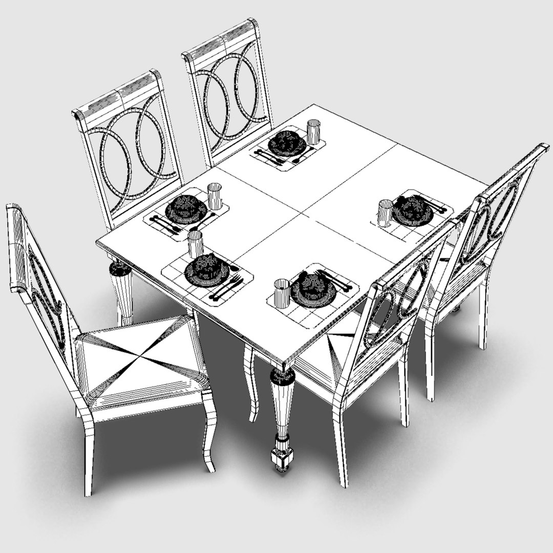 3d Model Dinner Table Set