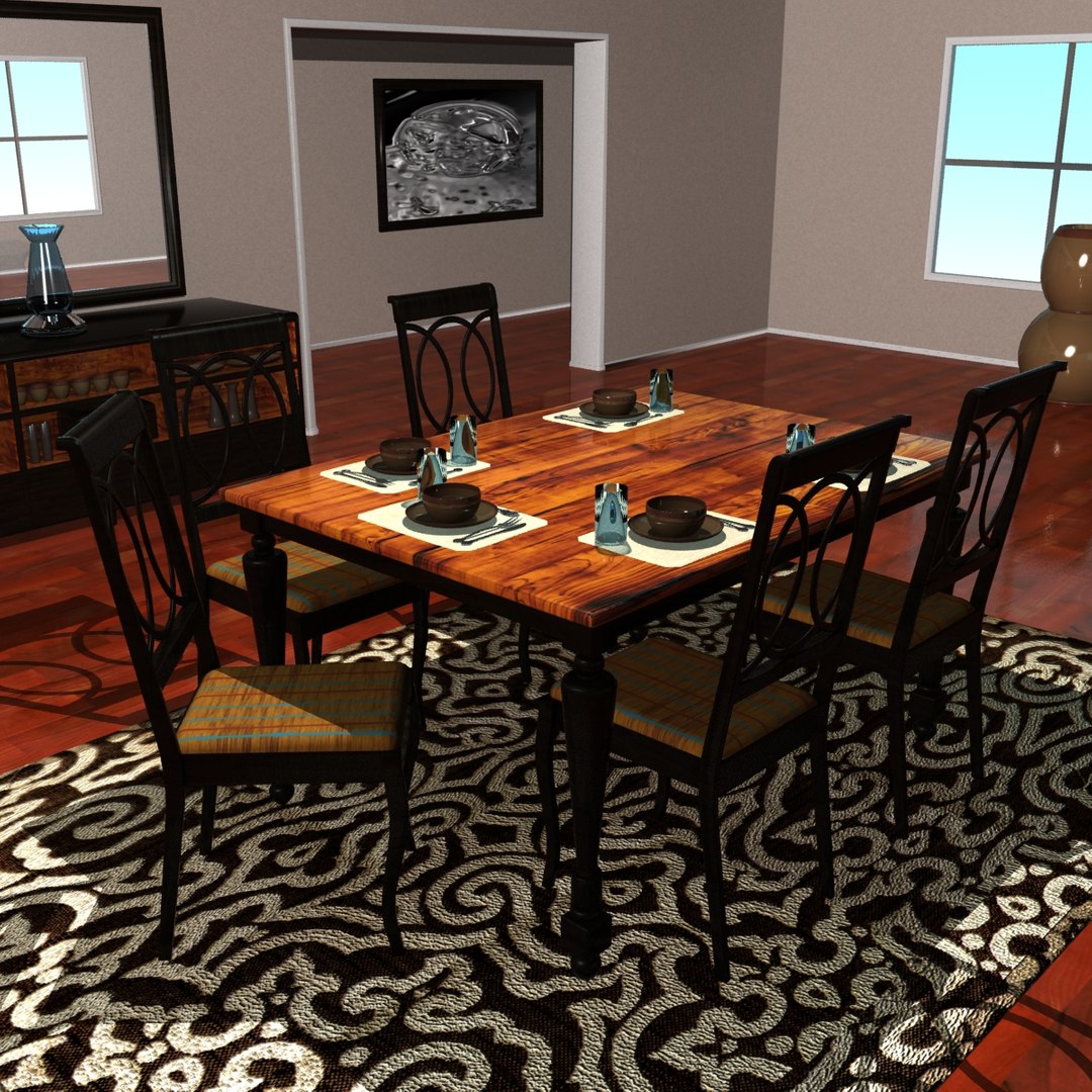 3d Model Dinner Table Set