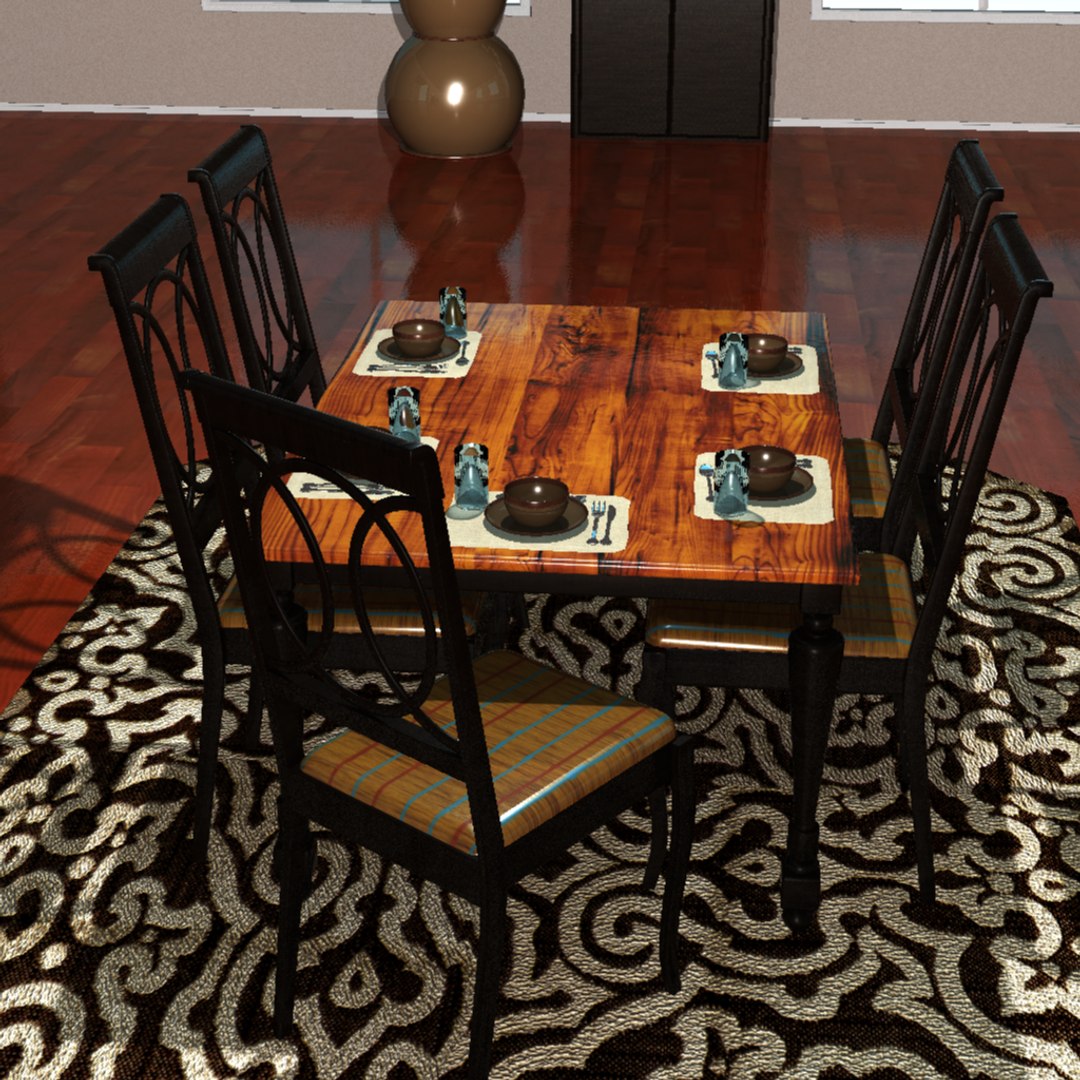 3d Model Dinner Table Set