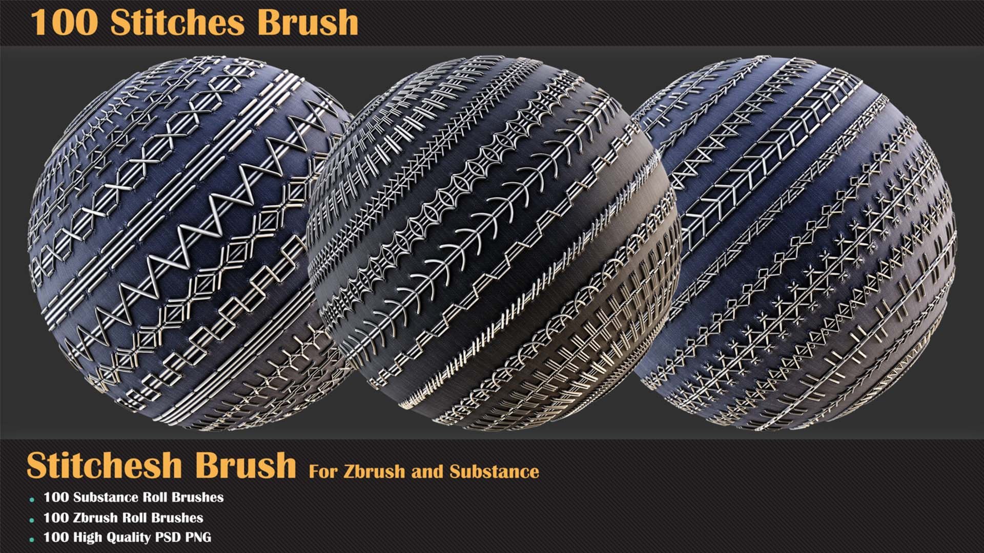 3D 100 Stitches Brush - Substance And Zbrush Model - TurboSquid 2259068