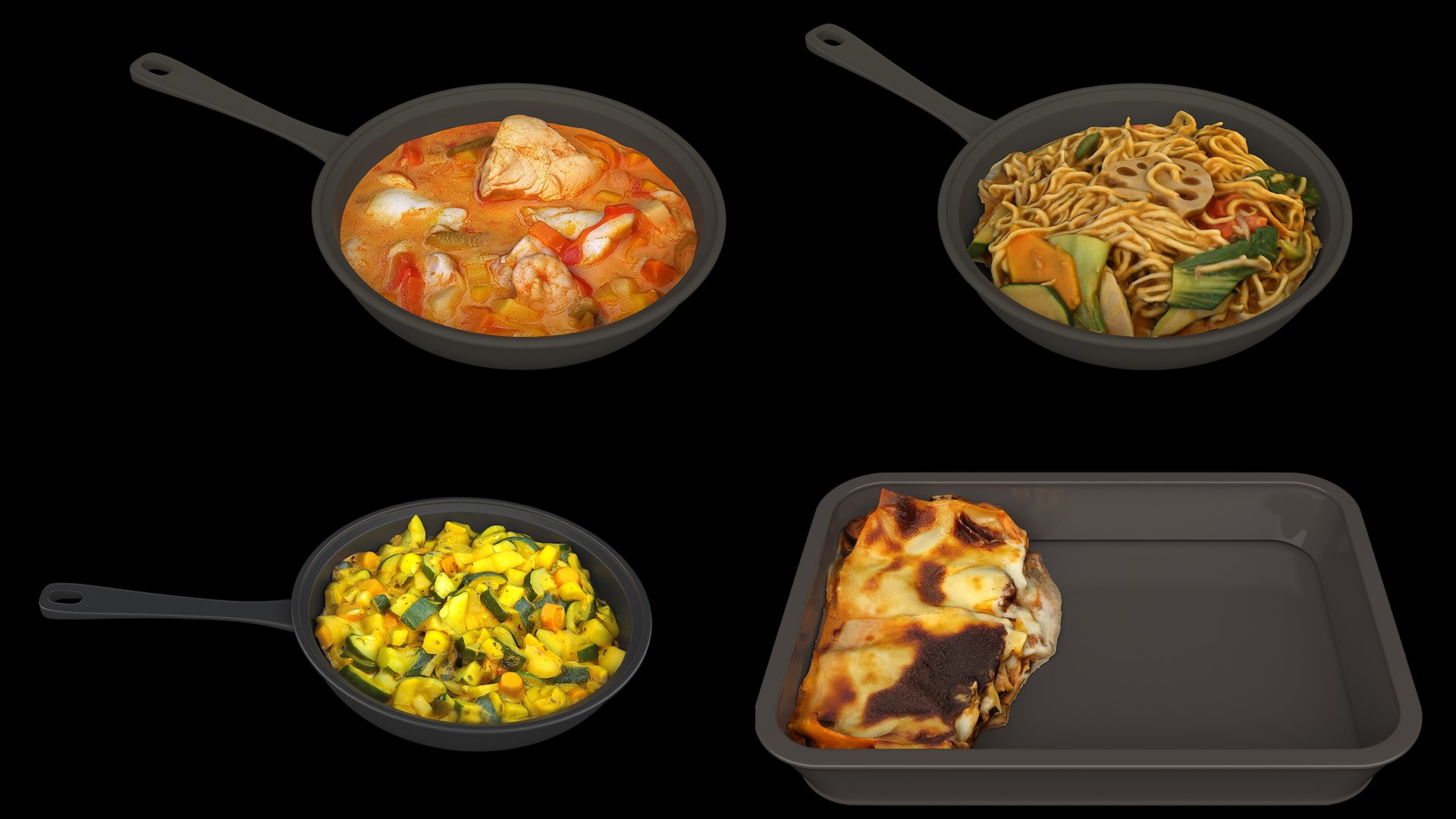 Pan With Food Collection 01 3D Model - TurboSquid 1898880