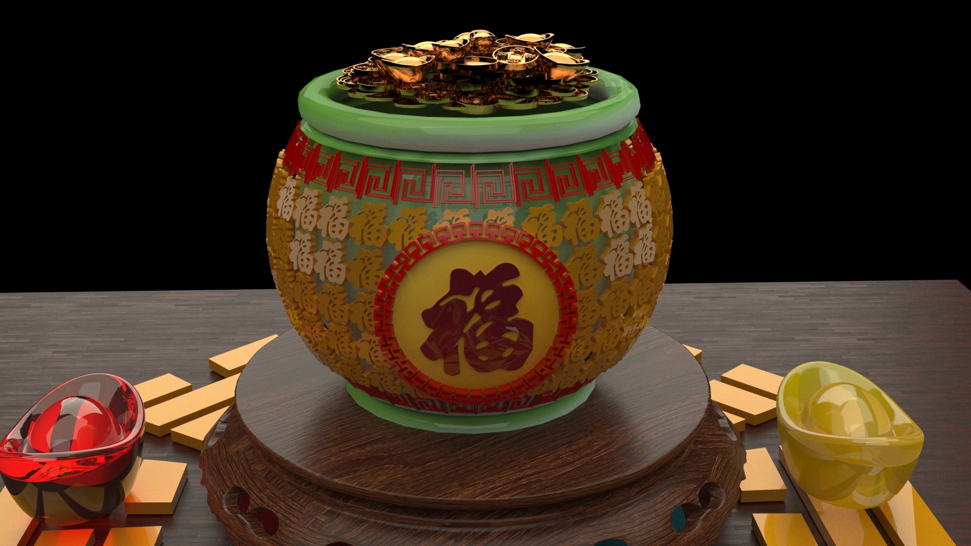 Chinese Treasure Pot 3D Model - TurboSquid 2146224
