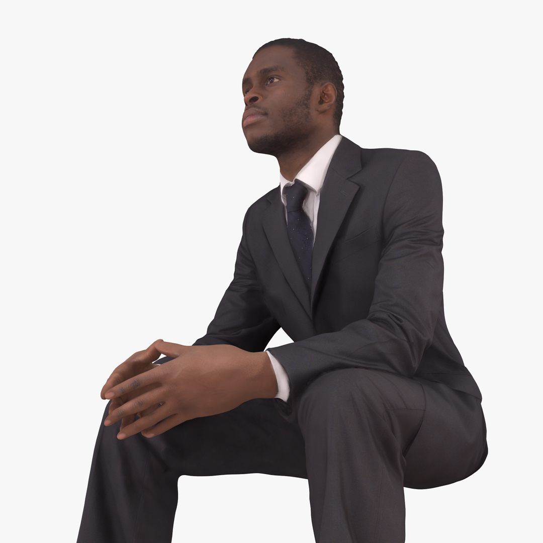 businessman black man sitting people 3d max